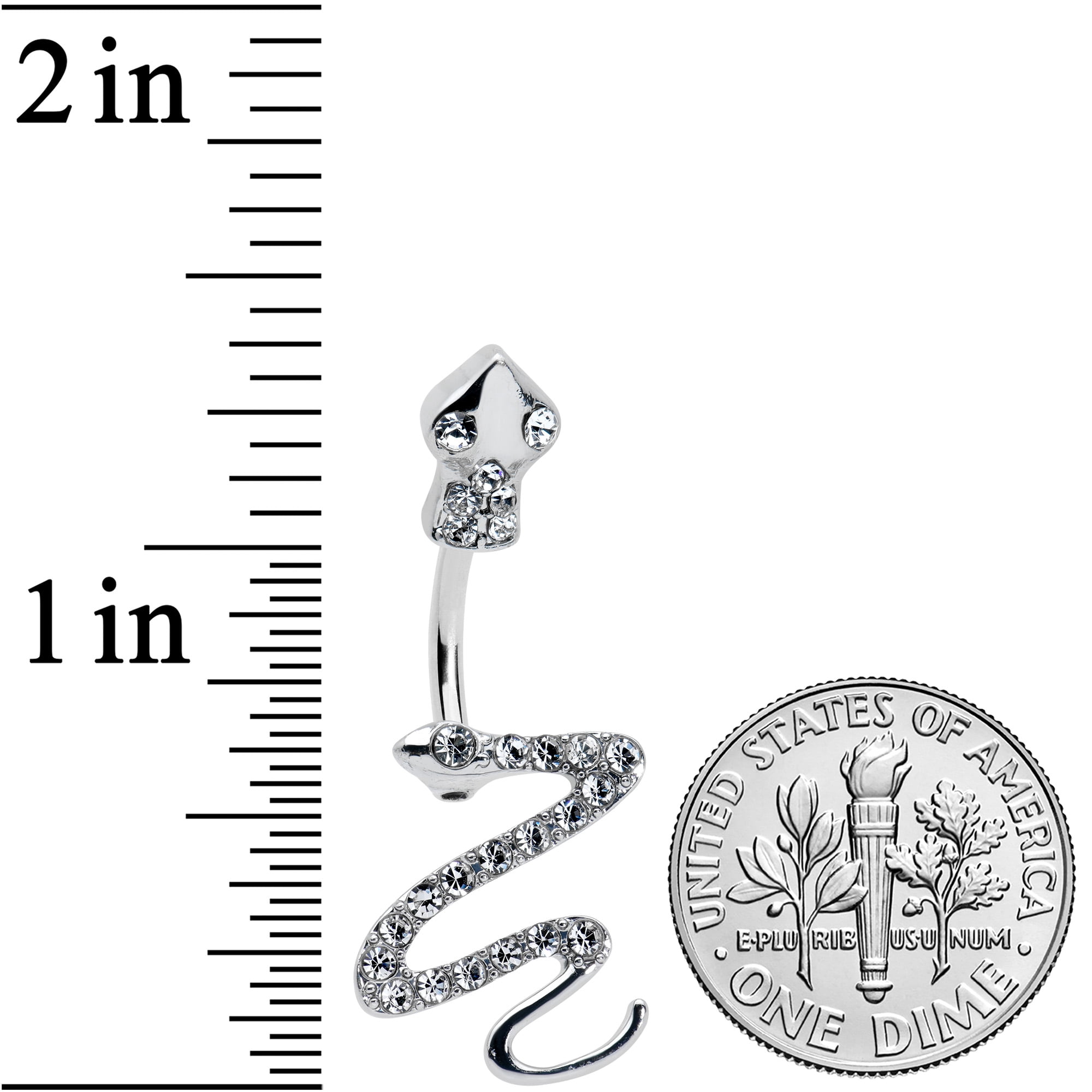 Body Candy Womens 14G 316L Stainless Steel Navel Ring Piercing Clear Slither Snake Belly Button ...