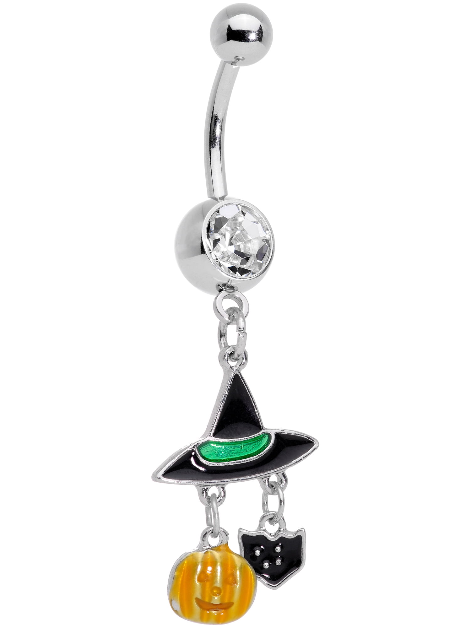 Body Candy Womens 14G 316L Steel Navel Ring Piercing Clear Accent Bat ...