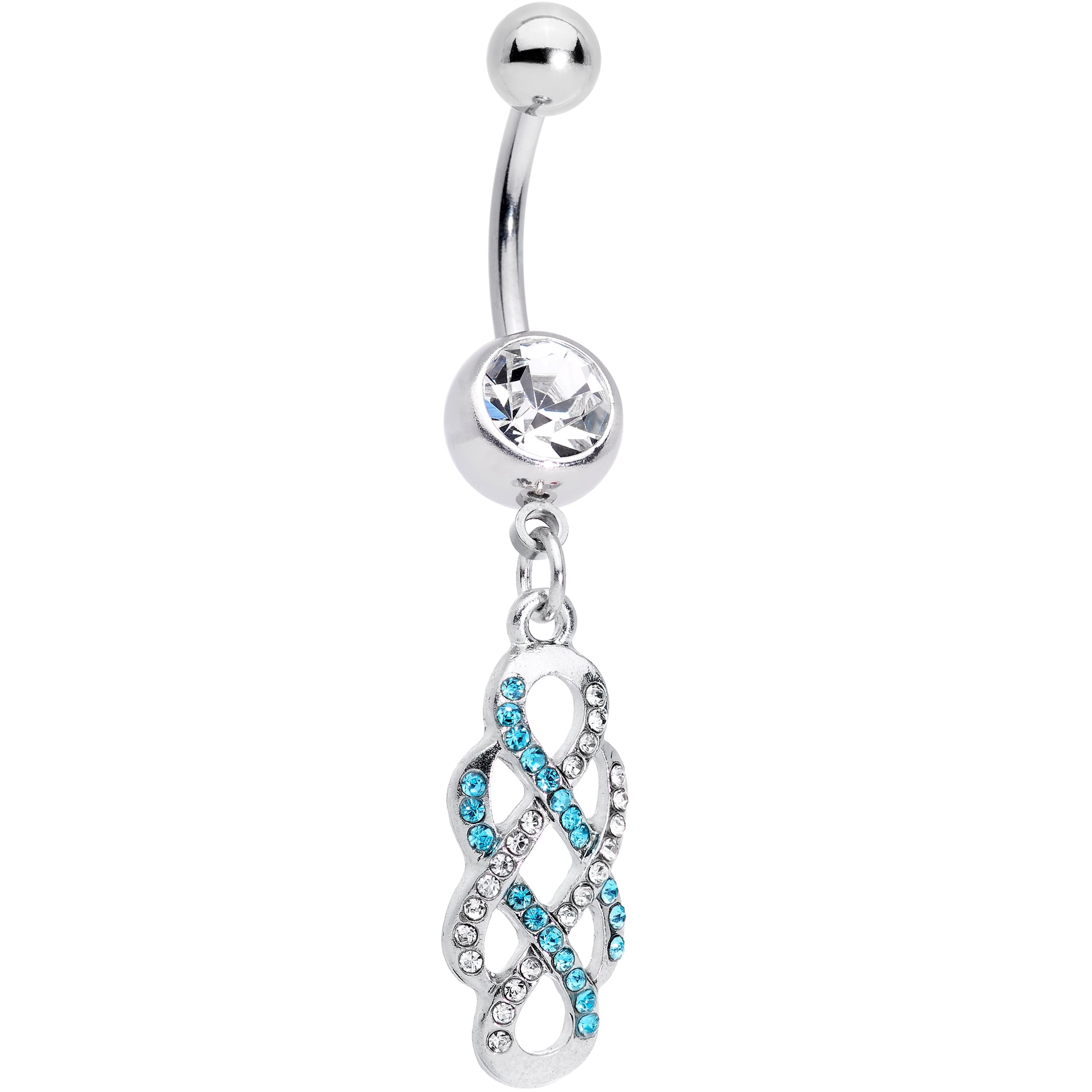 Body Candy Womens 14G 316L Steel Navel Ring Piercing Clear Blue Accent ...