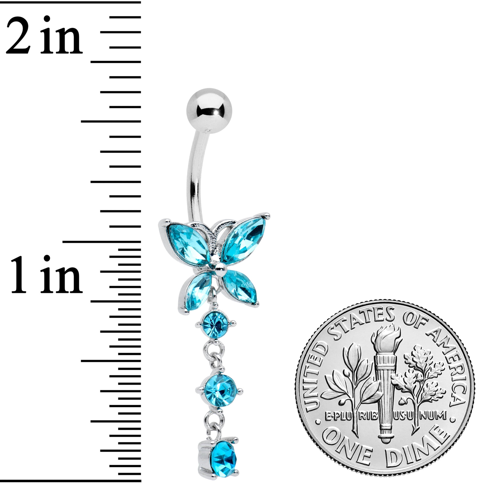 Body Candy Womens 14G Steel Navel Ring Piercing Blue Open Wing ...