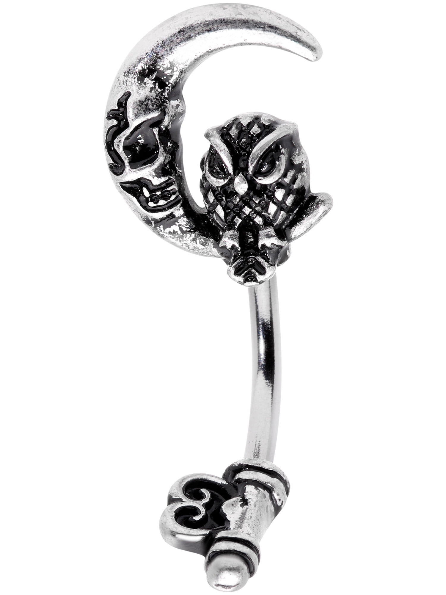 Body Candy Womens 14G Steel Navel Ring Piercing Owl Skull Key Crescent ...