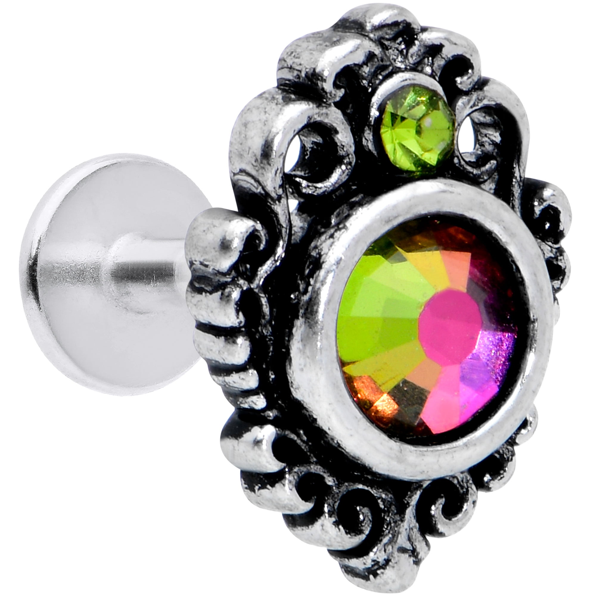 Body Candy Womens 16G 316L Steel Orange Green Fire Labret Monroe Lip ...