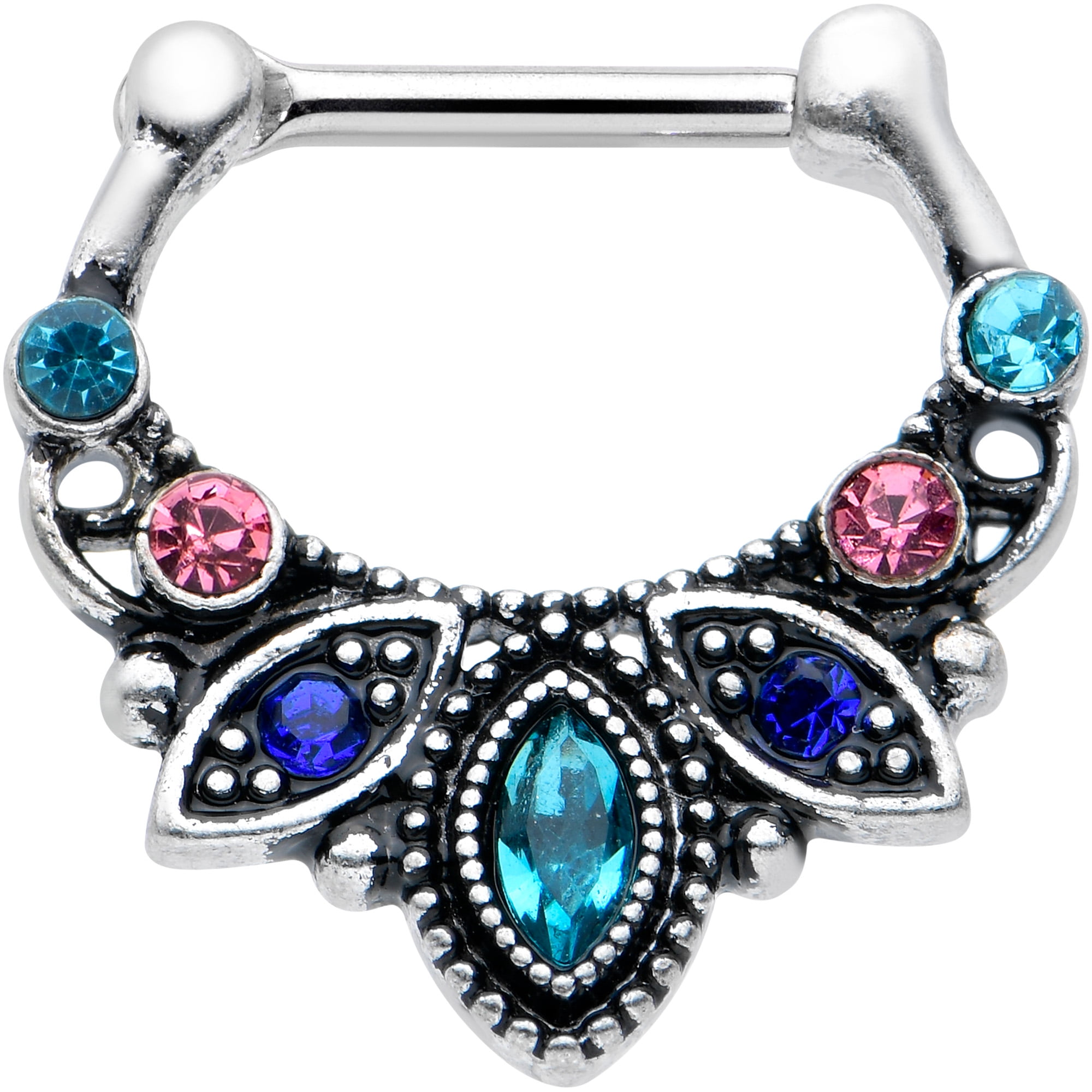 Body Candy Womens 16G 316L Steel Septum Jewelry Pink Blue Festive Daith ...