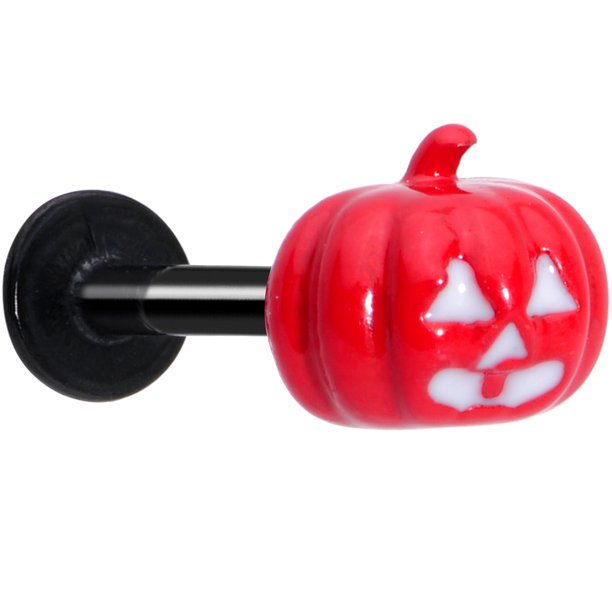 Body Candy Womens 16G Black Electroplated Steel Orange Pumpkin Labret ...
