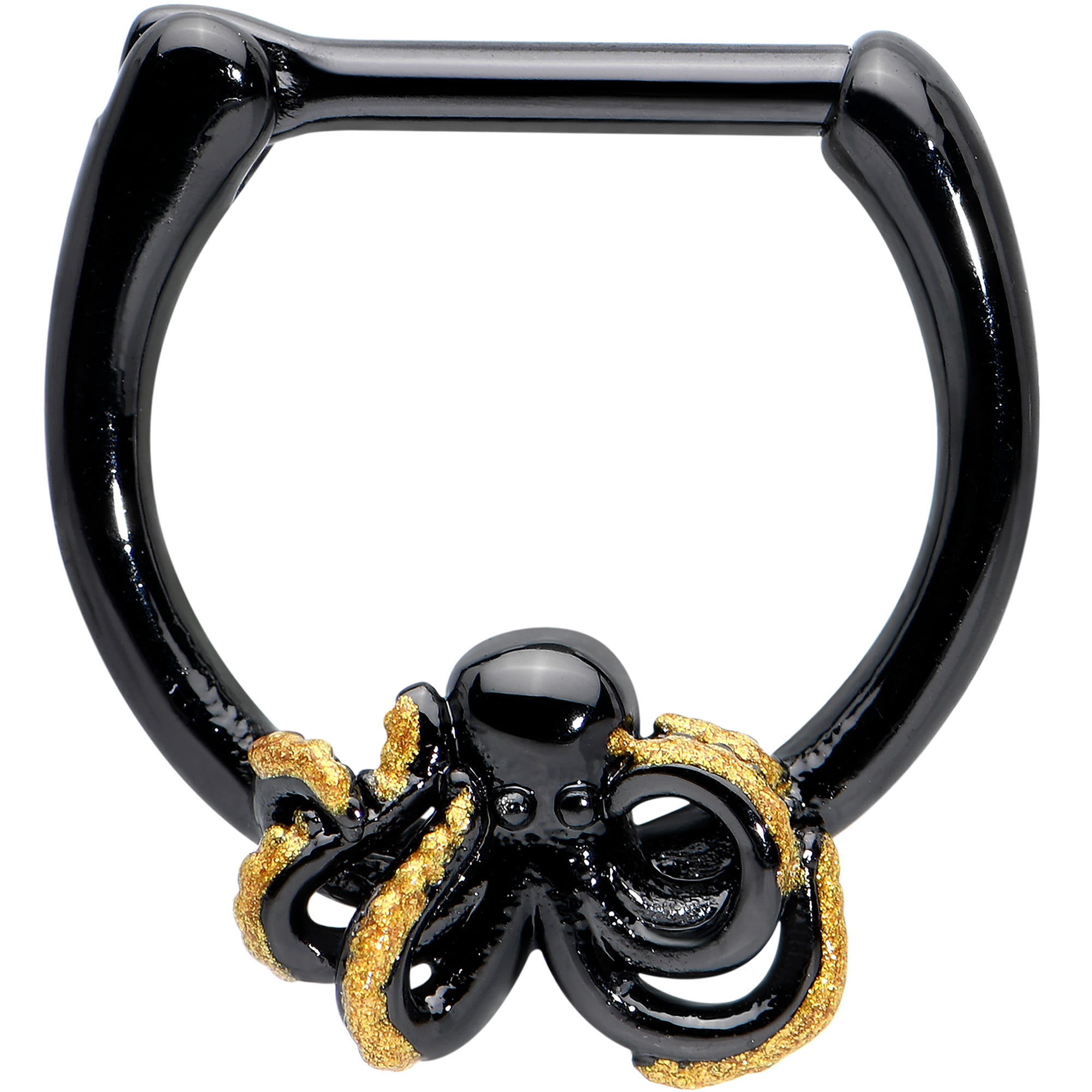 Body Candy Womens 16G Black PVD Stainless Steel Septum Jewelry Octopus ...