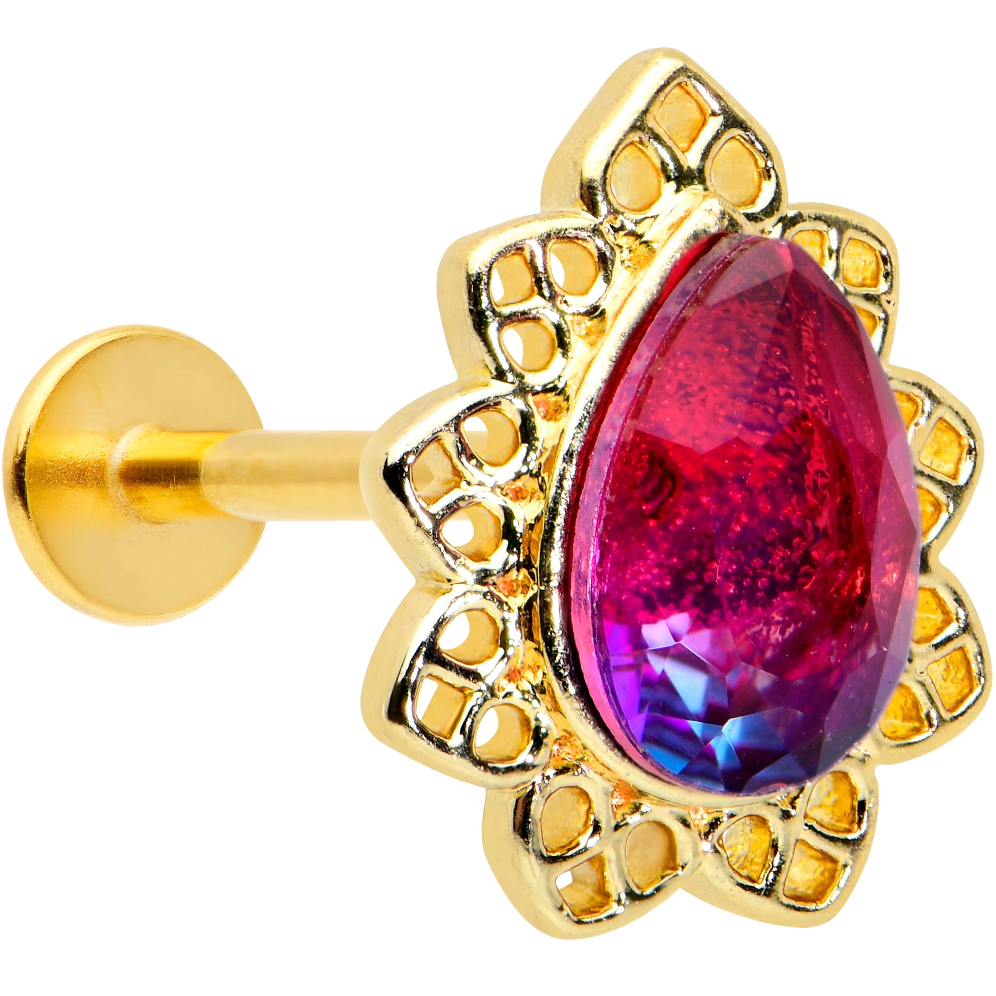 Body Candy Womens 16G PVD Steel Purple Drop Labret Monroe Lip Ring ...