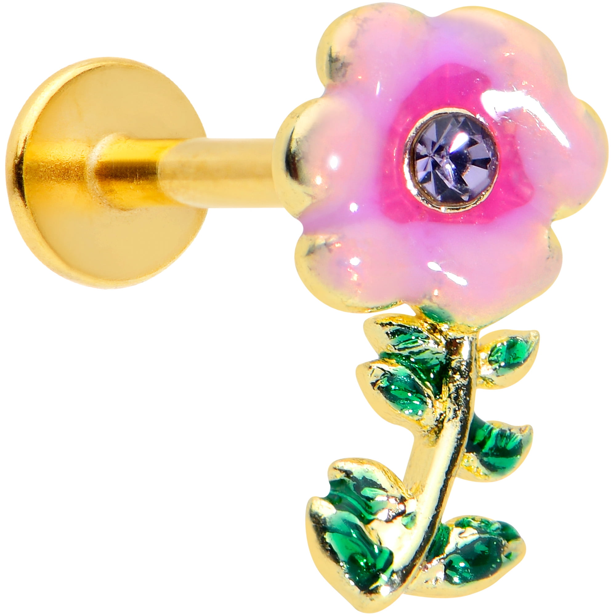 Body Candy Womens 16G PVD Steel Purple Pink Flower Labret Monroe Lip ...