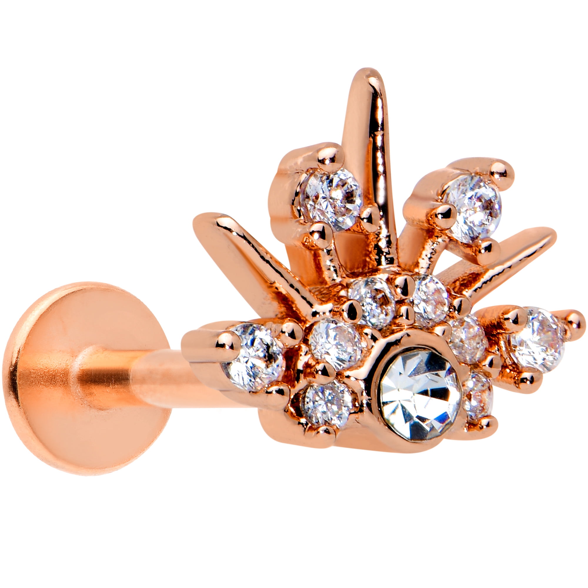 Body Candy Womens 16G PVD Steel Rosy Clear Edgy Crown Labret Monroe Lip ...