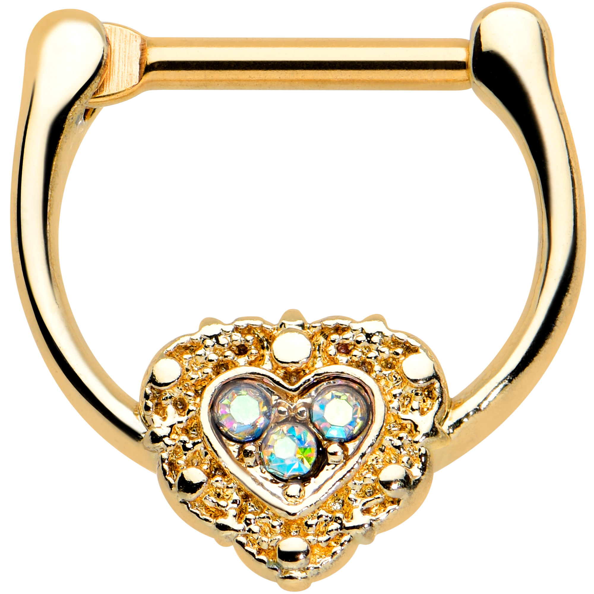 Body Candy Womens 16G PVD Steel Septum Jewelry Aurora Baroque Heart ...