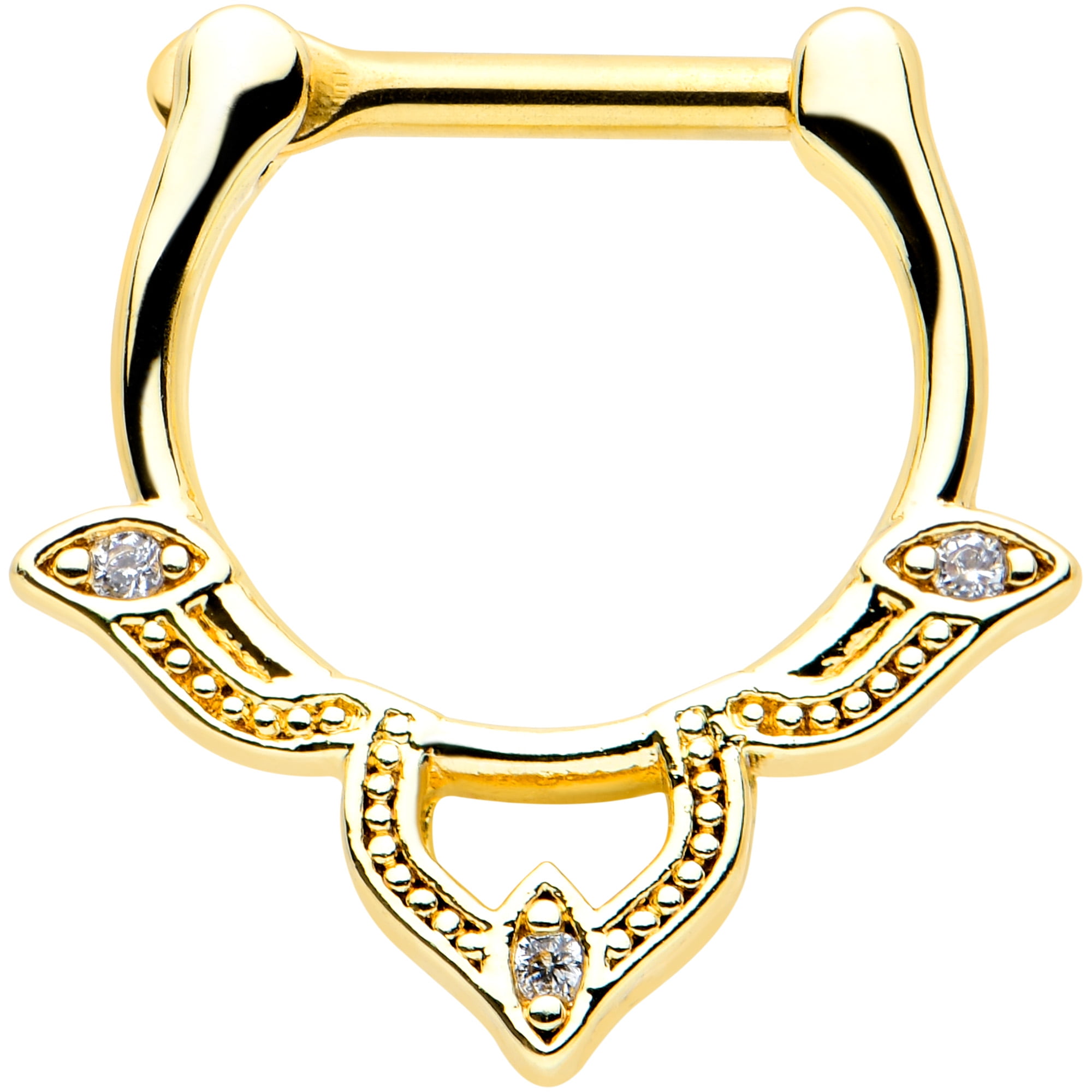 Body Candy Womens 16G PVD Steel Septum Jewelry Clear Accent Cats Eye ...