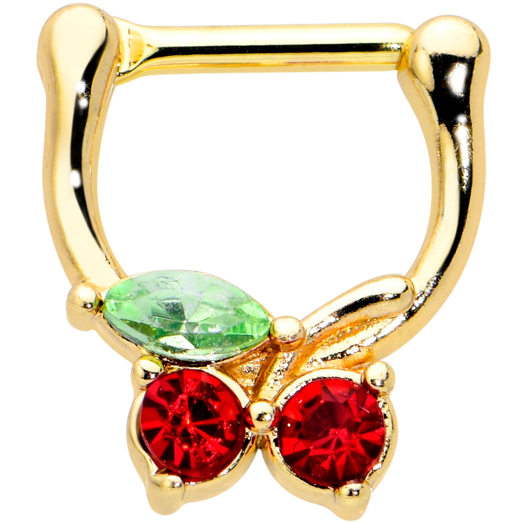 Body Candy Womens 16G PVD Steel Septum Jewelry Red Cherries Fruit Daith ...