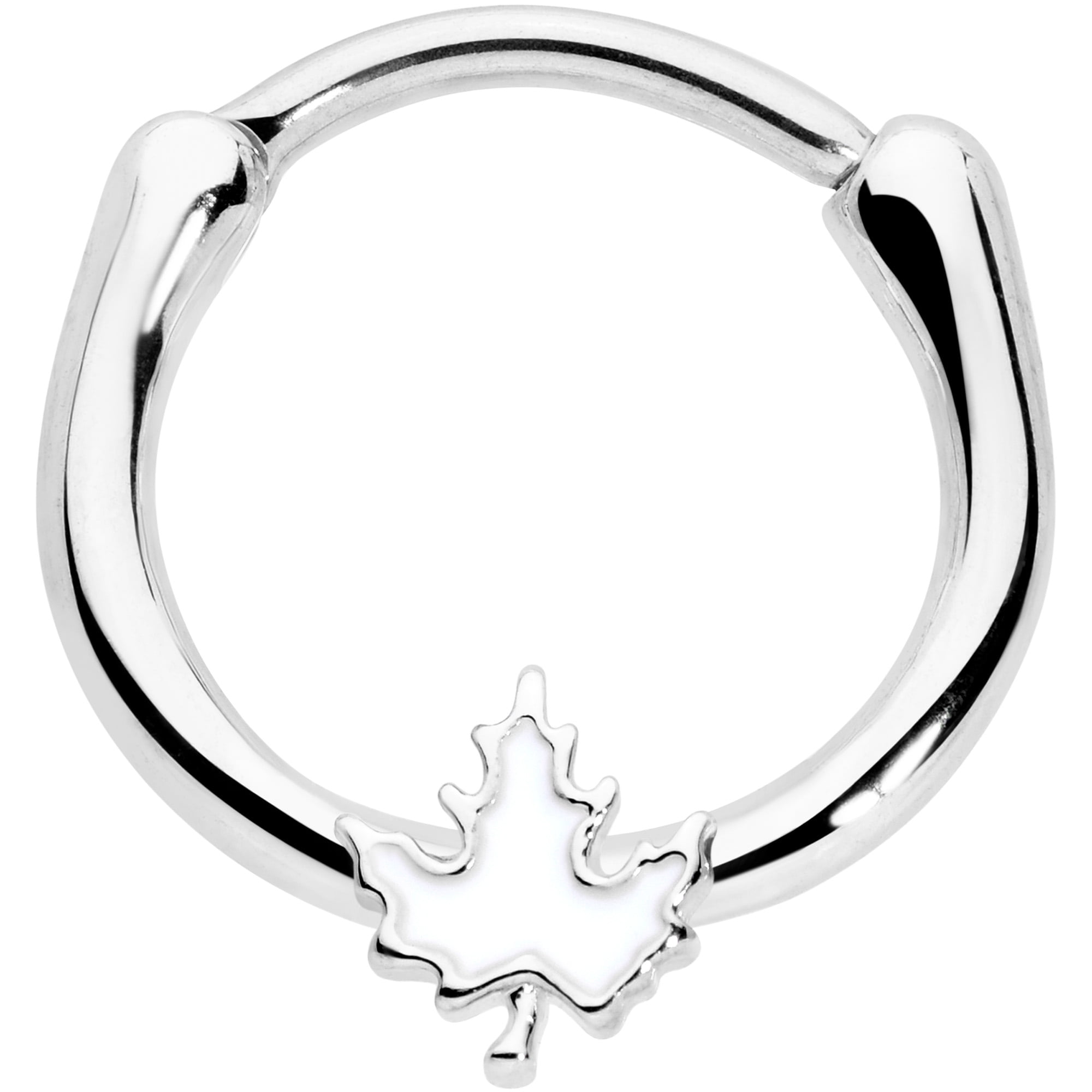 Body Candy Womens 16G Stainless Steel Septum Jewelry White Maple Leaf ...
