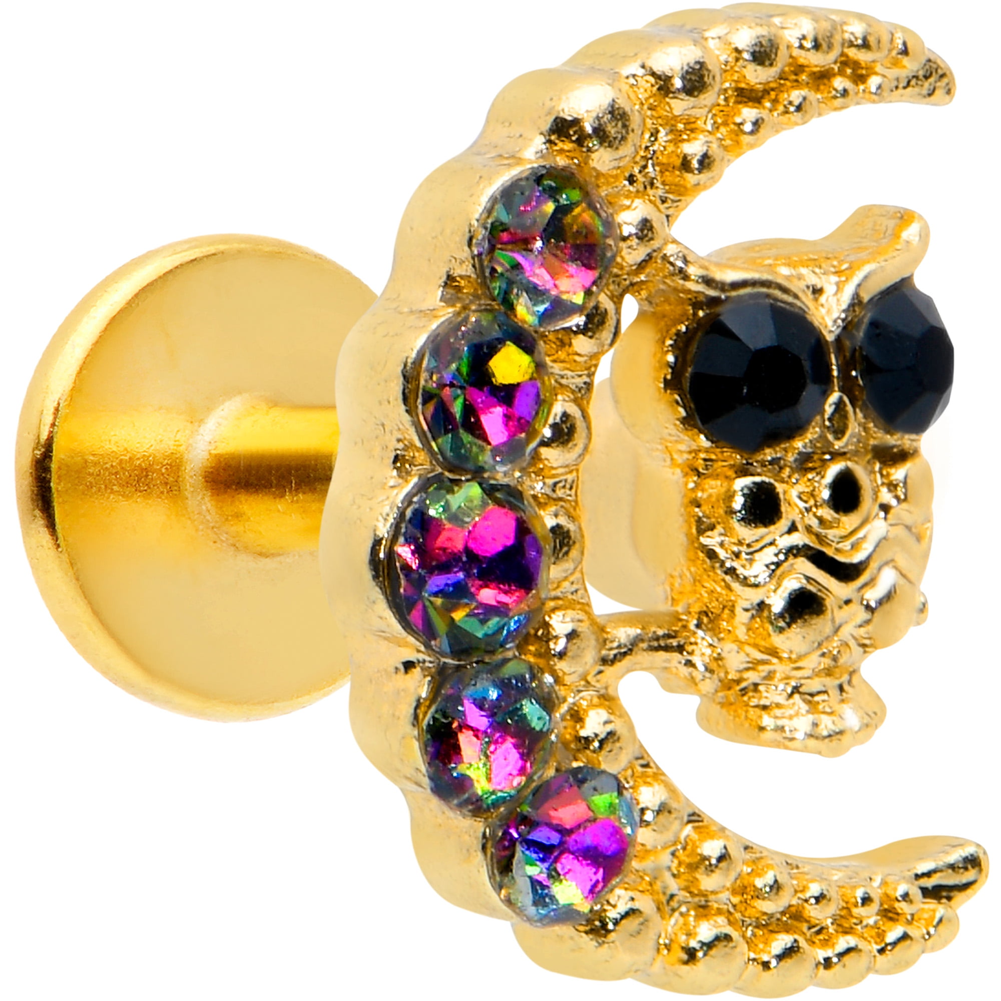 Body Candy Womens 16G Steel Aurora Black Owl Moon Labret Monroe Lip ...