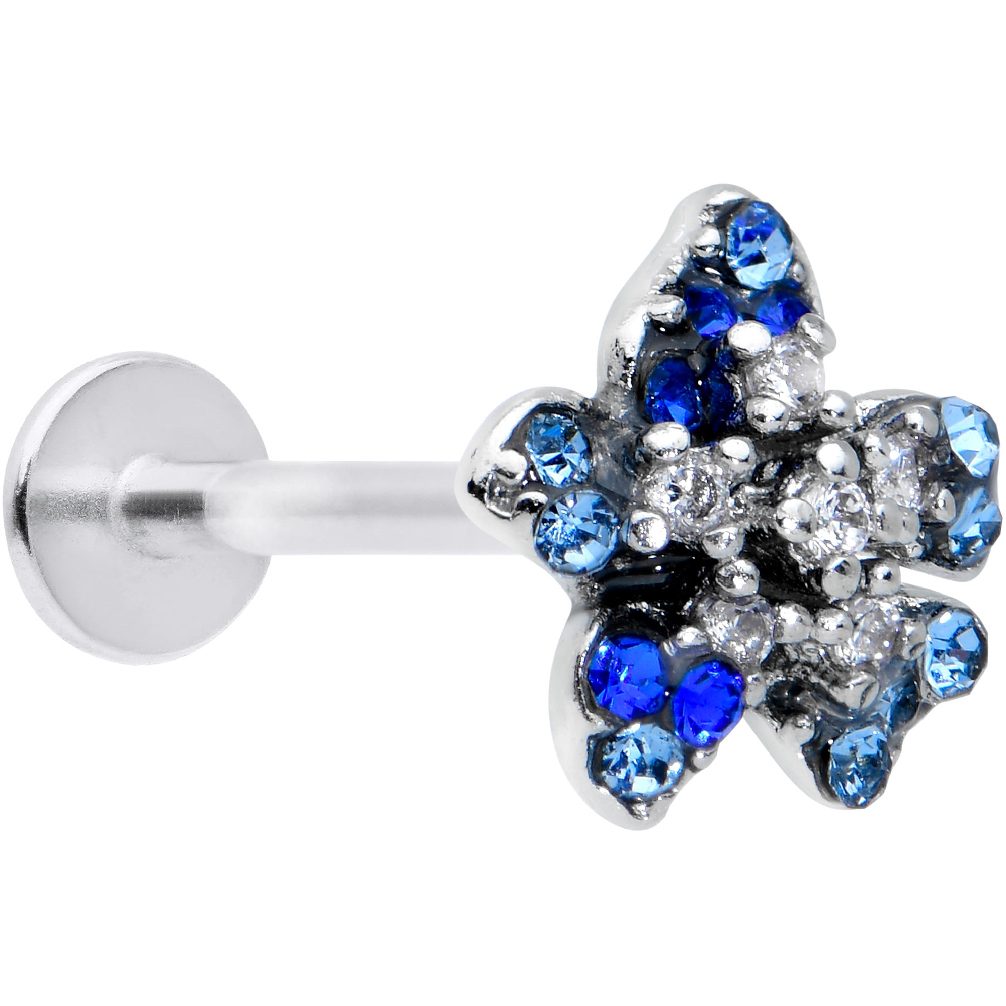 Body Candy Womens 16G Steel Blue Evening Flower Labret Monroe Lip Ring ...