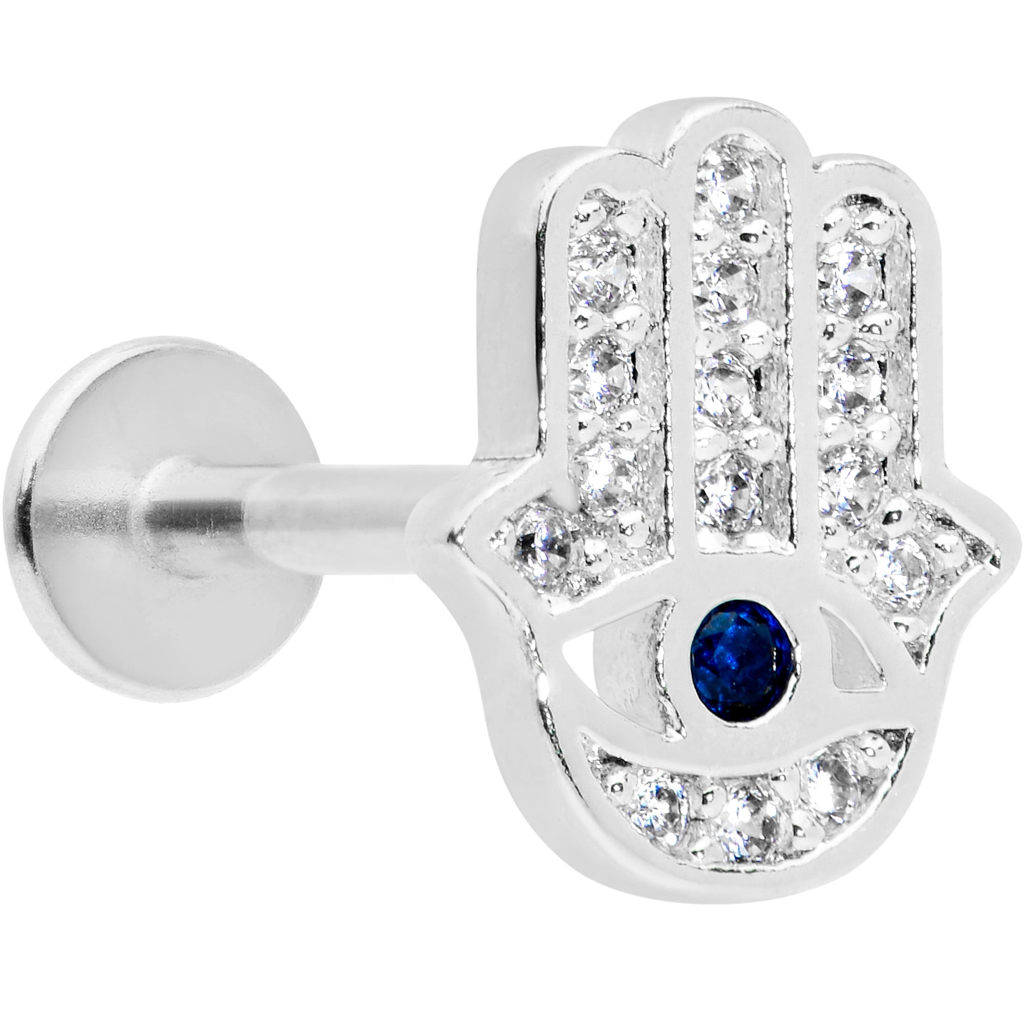 Body Candy Womens 16G Steel Blue Eye Hamsa Hand Labret LipRing Tragus Cartilage Stud 5/16 ...