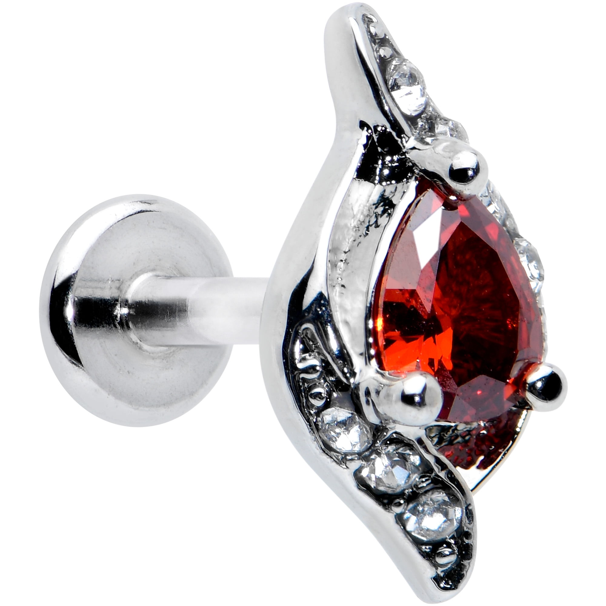 Body Candy Womens 16G Steel Clear Red Swirl Oval Labret Monroe Lip Ring ...