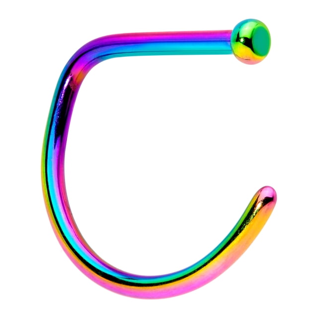 Body Candy Womens 18G Grade 23 Rainbow PVD Titanium D Shaped Nose Ring ...
