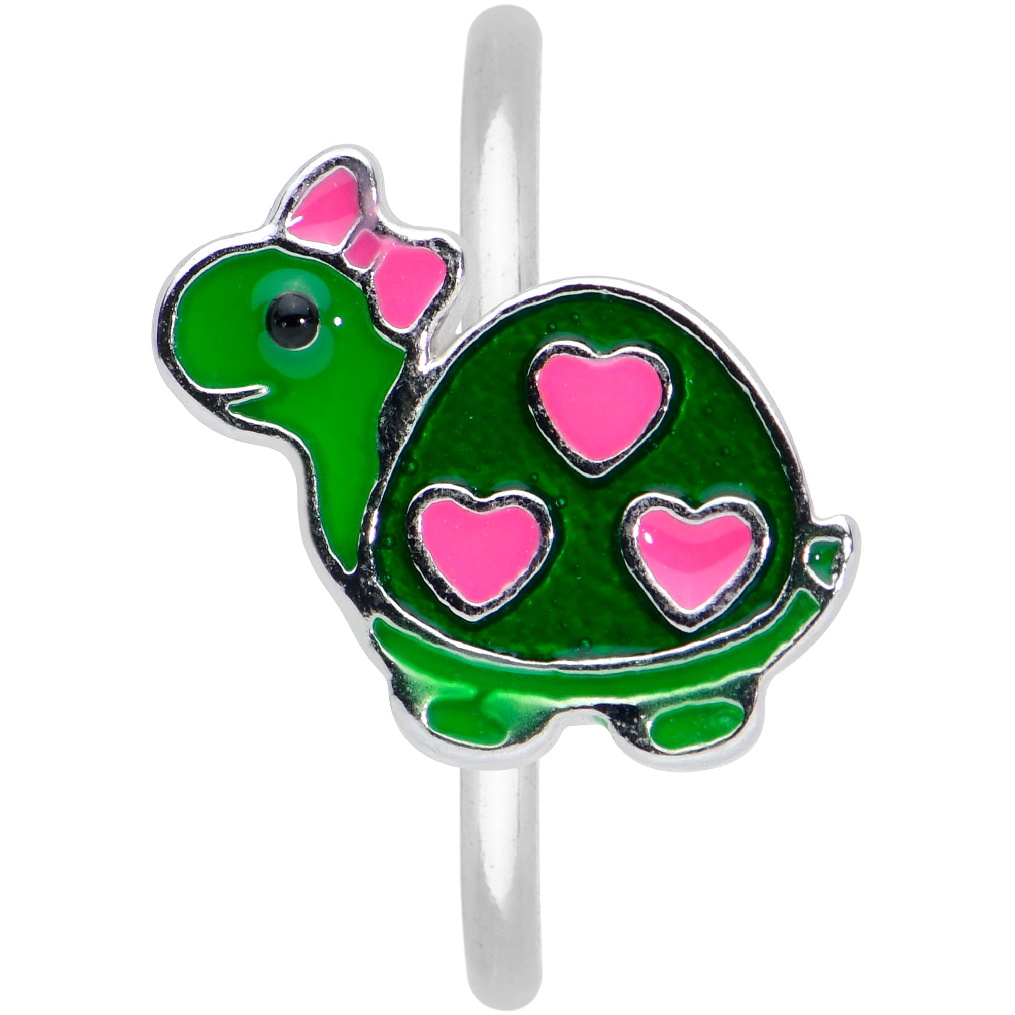 Body Candy Womens 20G 316L Steel Nose Ring Pink Hearts Green Turtle ...