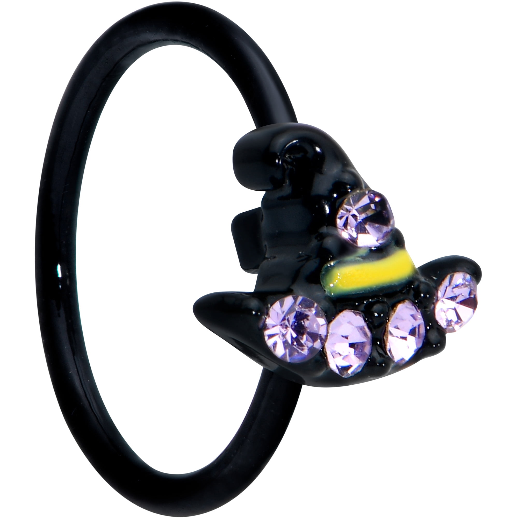 Body Candy Womens 20G Black Plated Steel Nose Ring Clear Witch Hat Nose ...