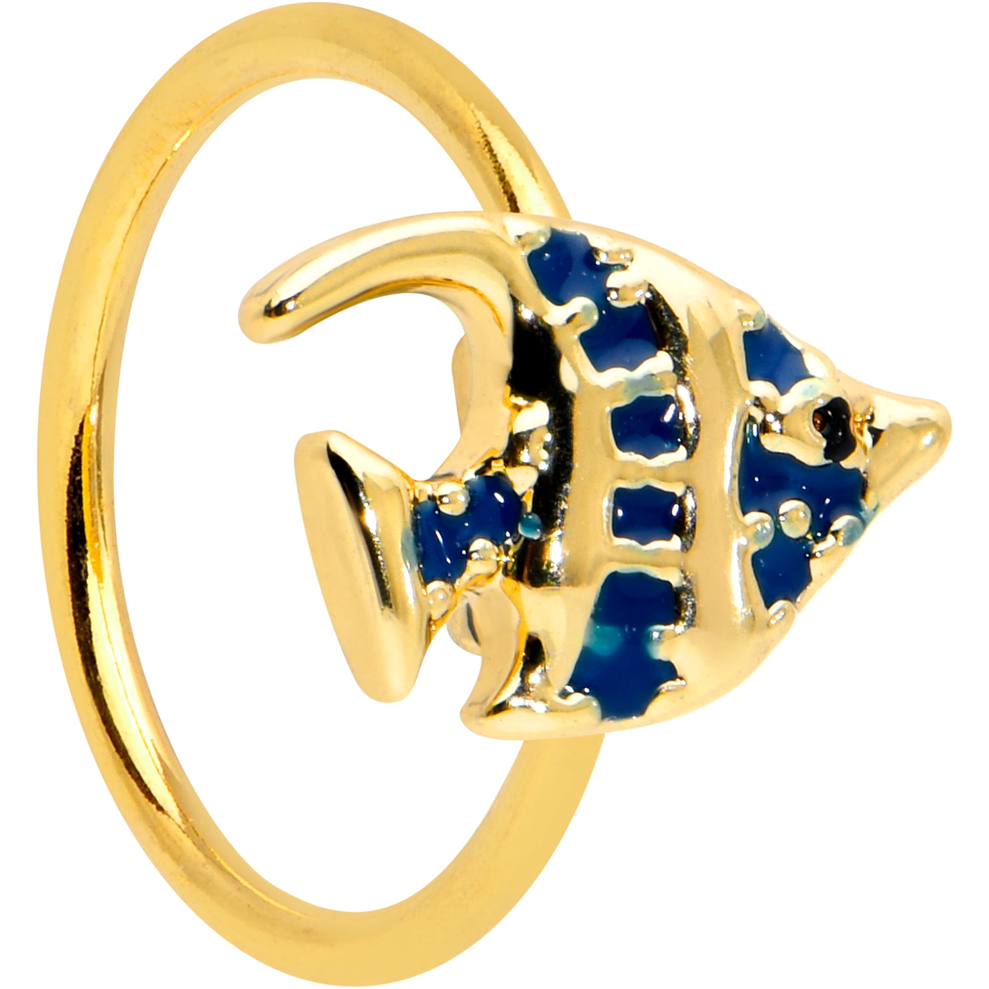 Body Candy Womens 20G PVD Stainless Steel Nose Ring Blue Angel Fish ...