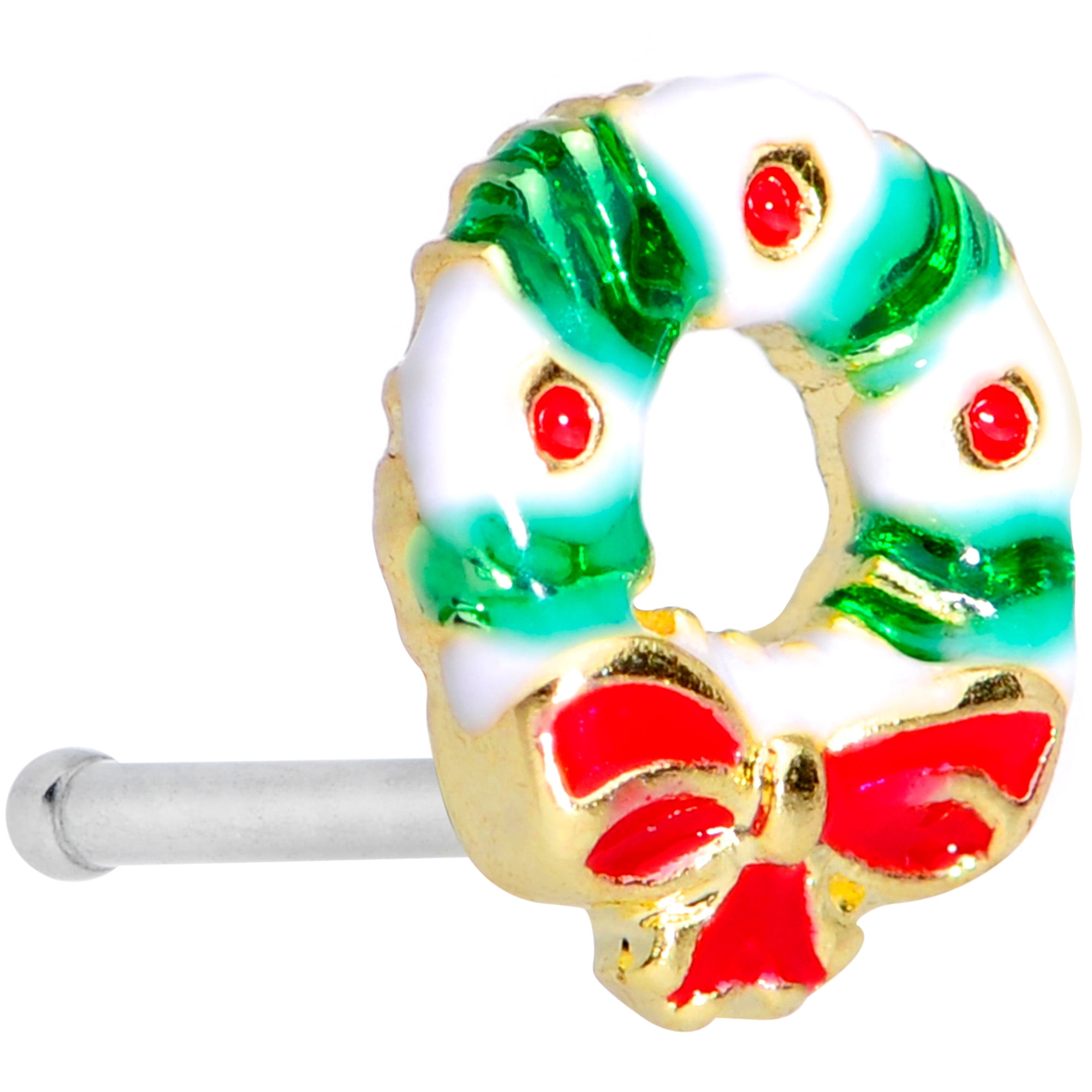 Body Candy Womens 20g Pvd Steel Nose Ring Green Accent Drop Nose Hoop
