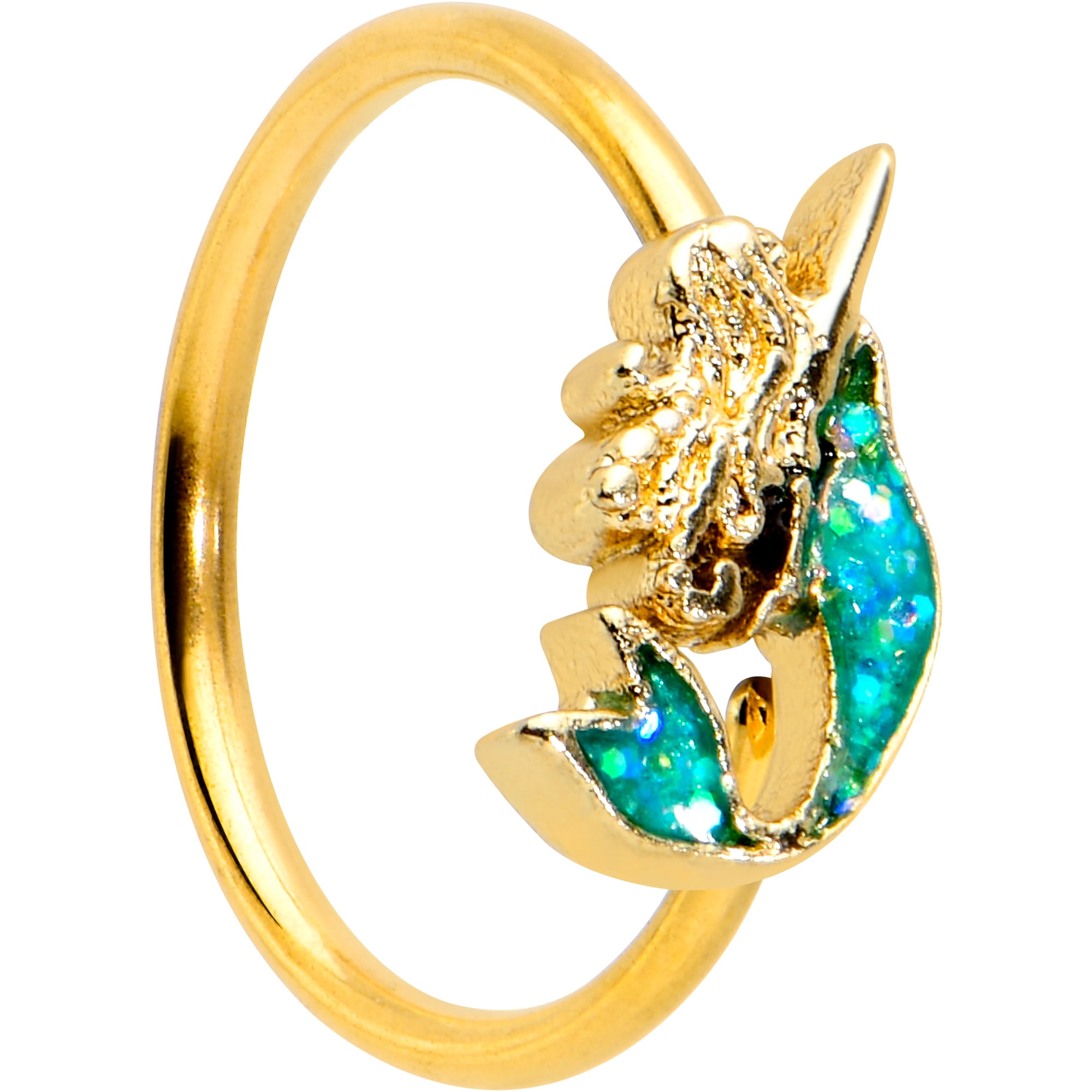 Body Candy Womens 20G PVD Steel Nose Ring Iridescent Green Mermaid Nose ...