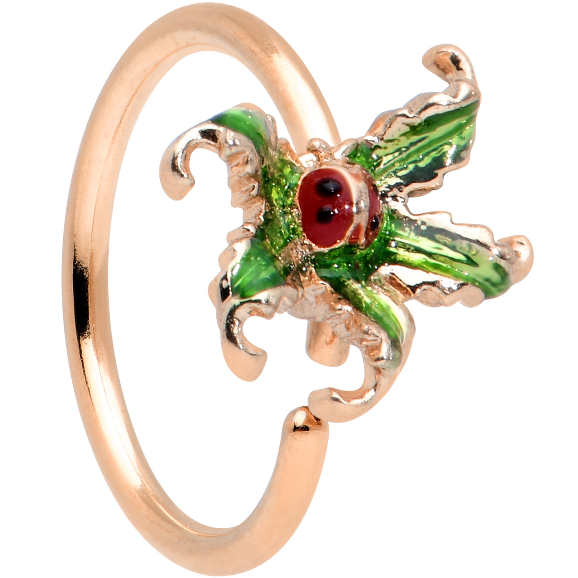 Body Candy Womens 20g Pvd Steel Nose Ring Green Accent Drop Nose Hoop