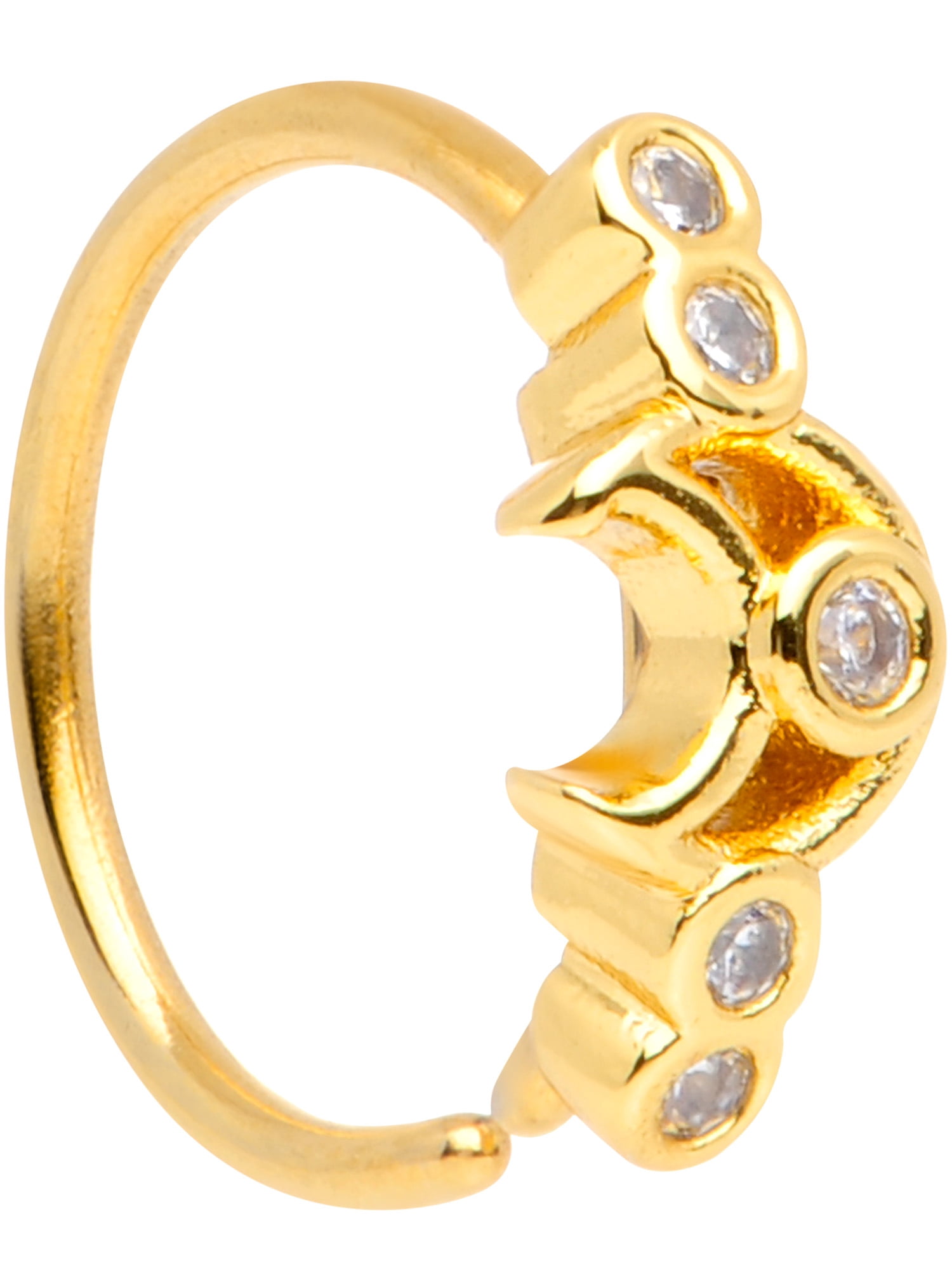Body Candy Body Candy Womens 20g Steel Nose Ring Clear Accent Moon