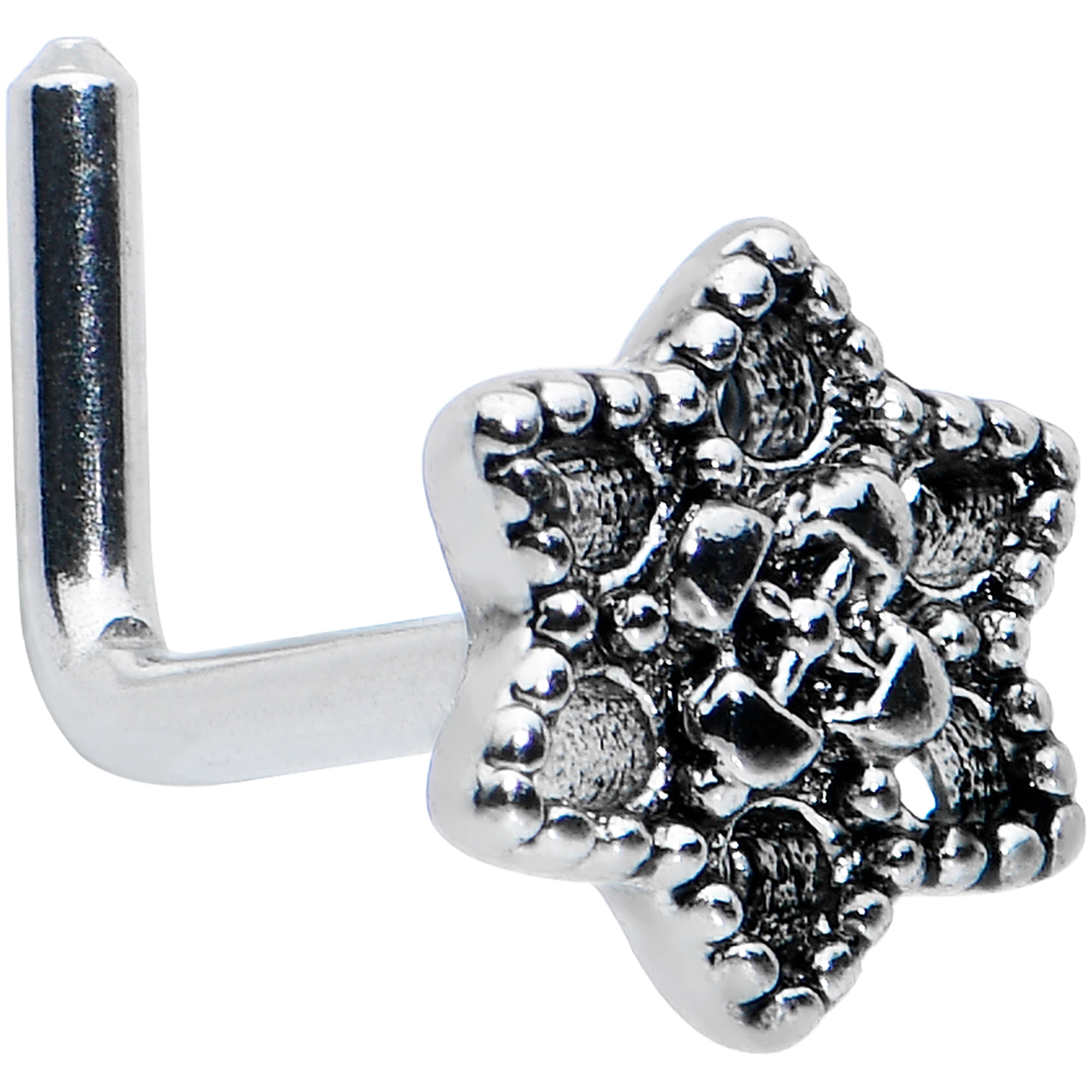 Body Candy Womens 20G Stainless Steel L Shaped Nose Ring Hexagram ...