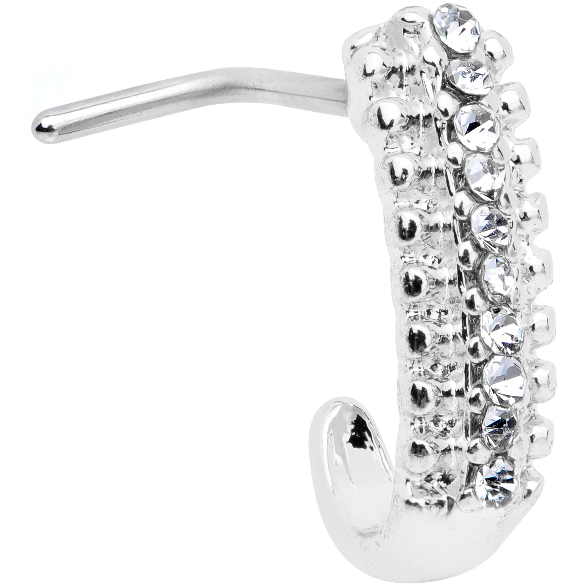 Body Candy Womens 20G Steel Faux Hoop L Shaped Nose Ring Clear Accent ...