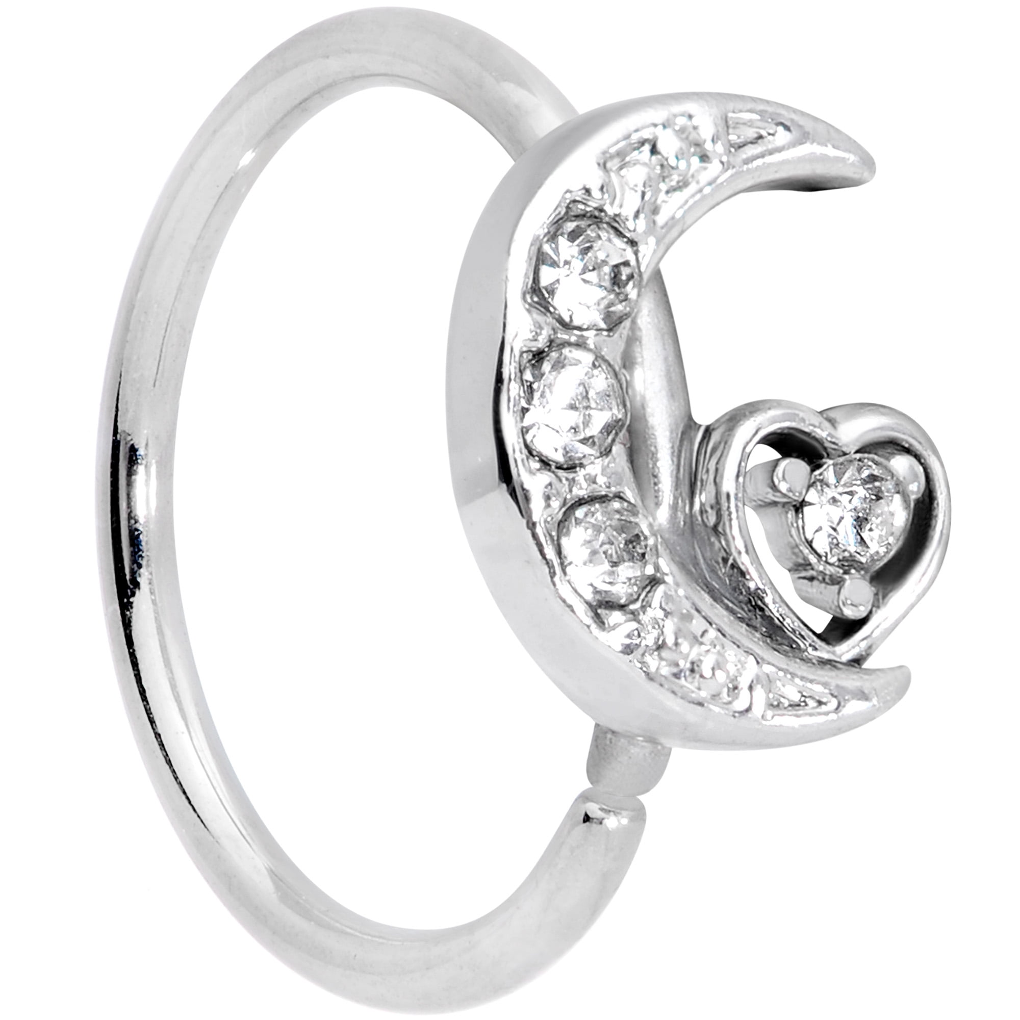 Body Candy Body Candy Womens 20g Steel Nose Ring Clear Accent Moon