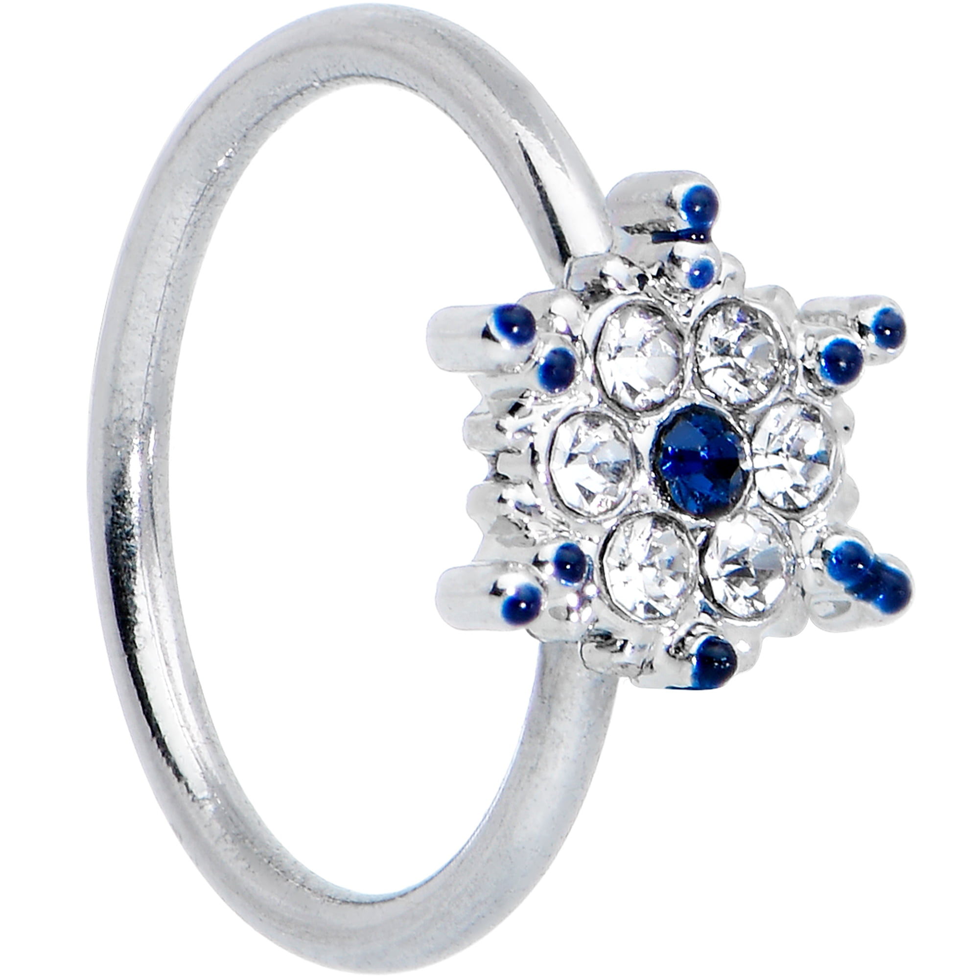 Body Candy Womens 20G Steel Nose Ring Clear Blue Snowflake Nose Hoop Ring Circular Nose Ring 5/ ...