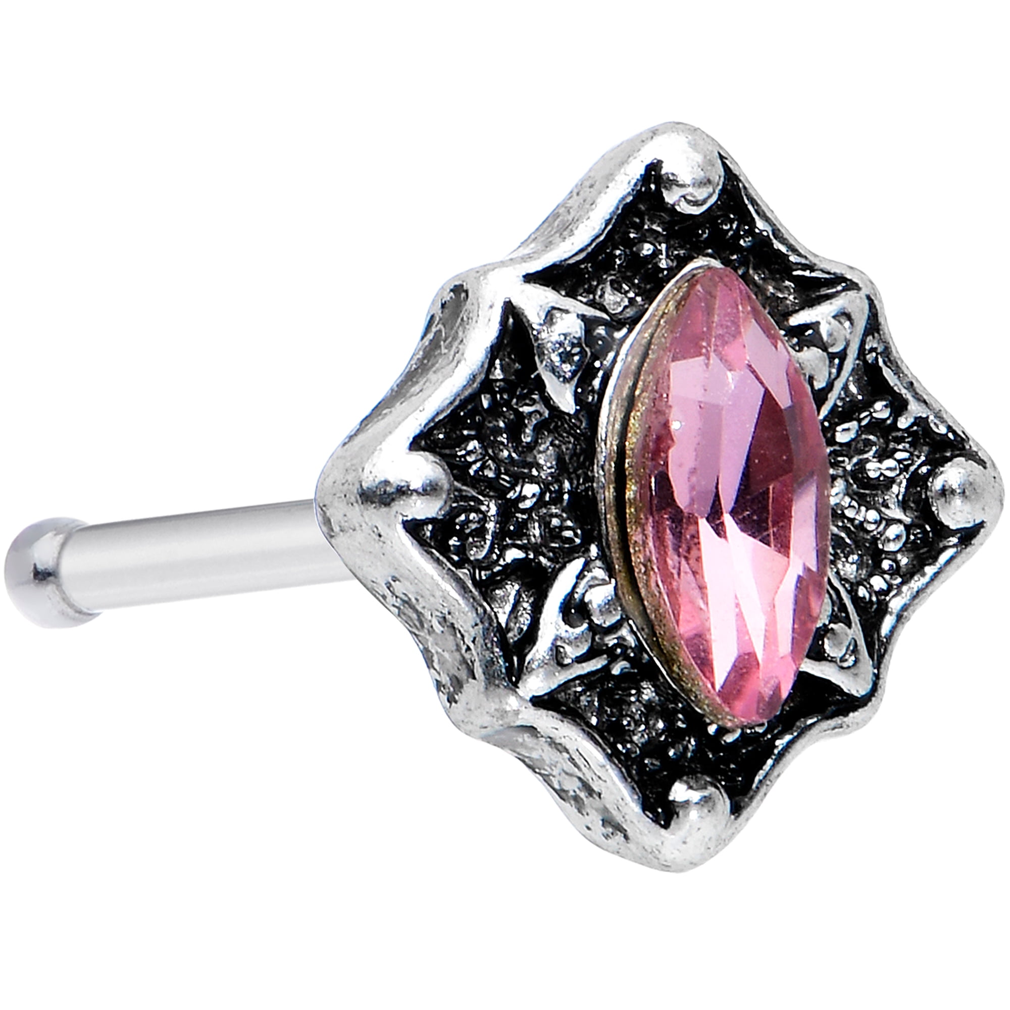 Body Candy Womens 20G Steel Nose Ring Pink Retro Nose Stud Nose Bone 1/ ...