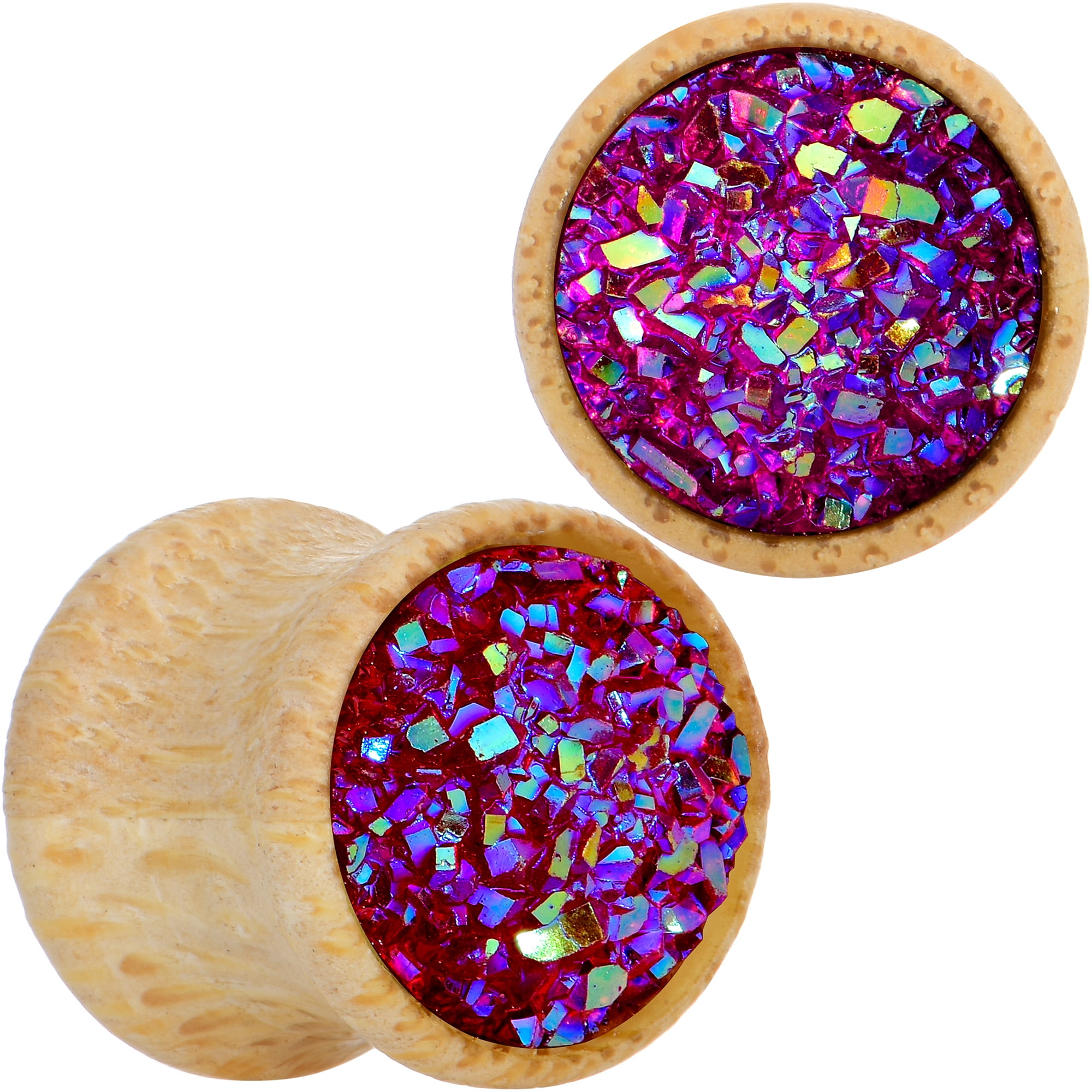 Body Candy Womens 2PC 00G Wood Pink Textured Stone Saddle Plugs Double ...