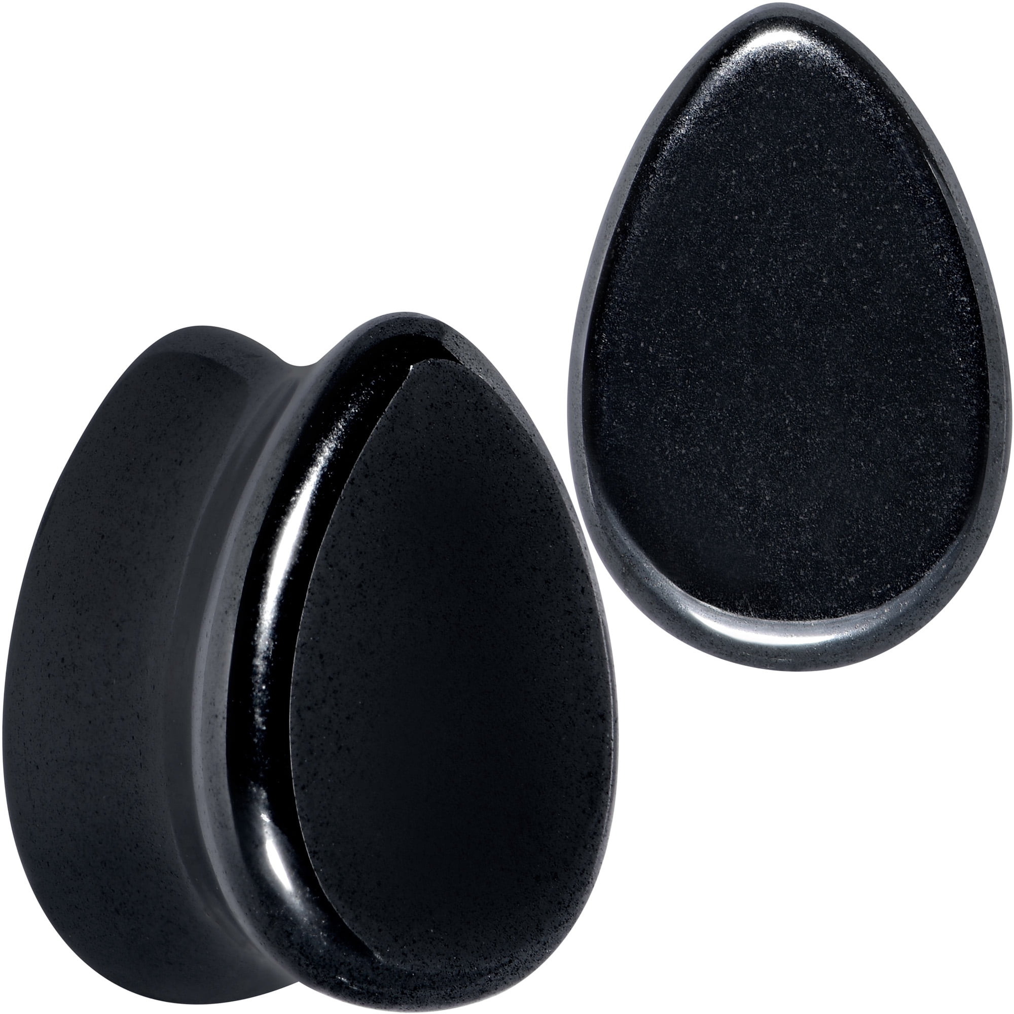 Body Candy Womens 2PC Solid Black Hematite Stone Drop Saddle Plugs ...