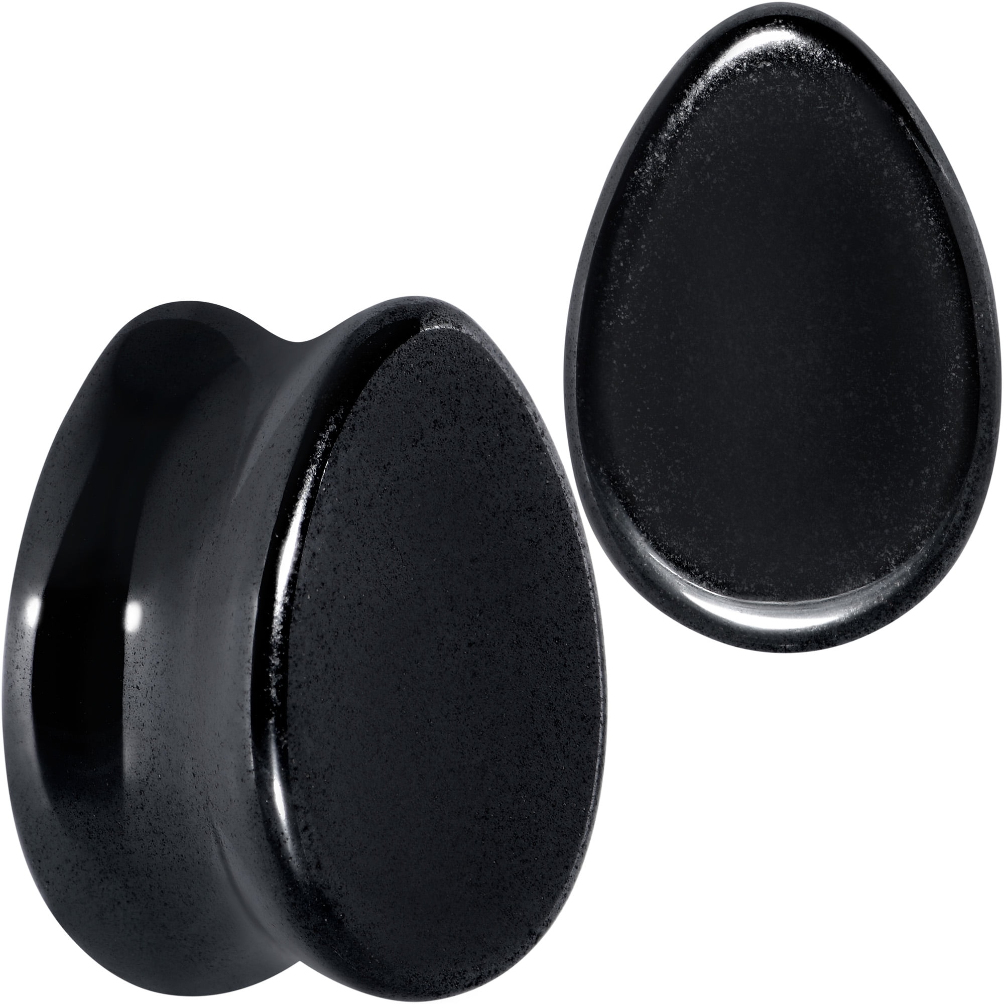 Body Candy Womens 2PC Solid Black Hematite Stone Drop Saddle Plugs ...