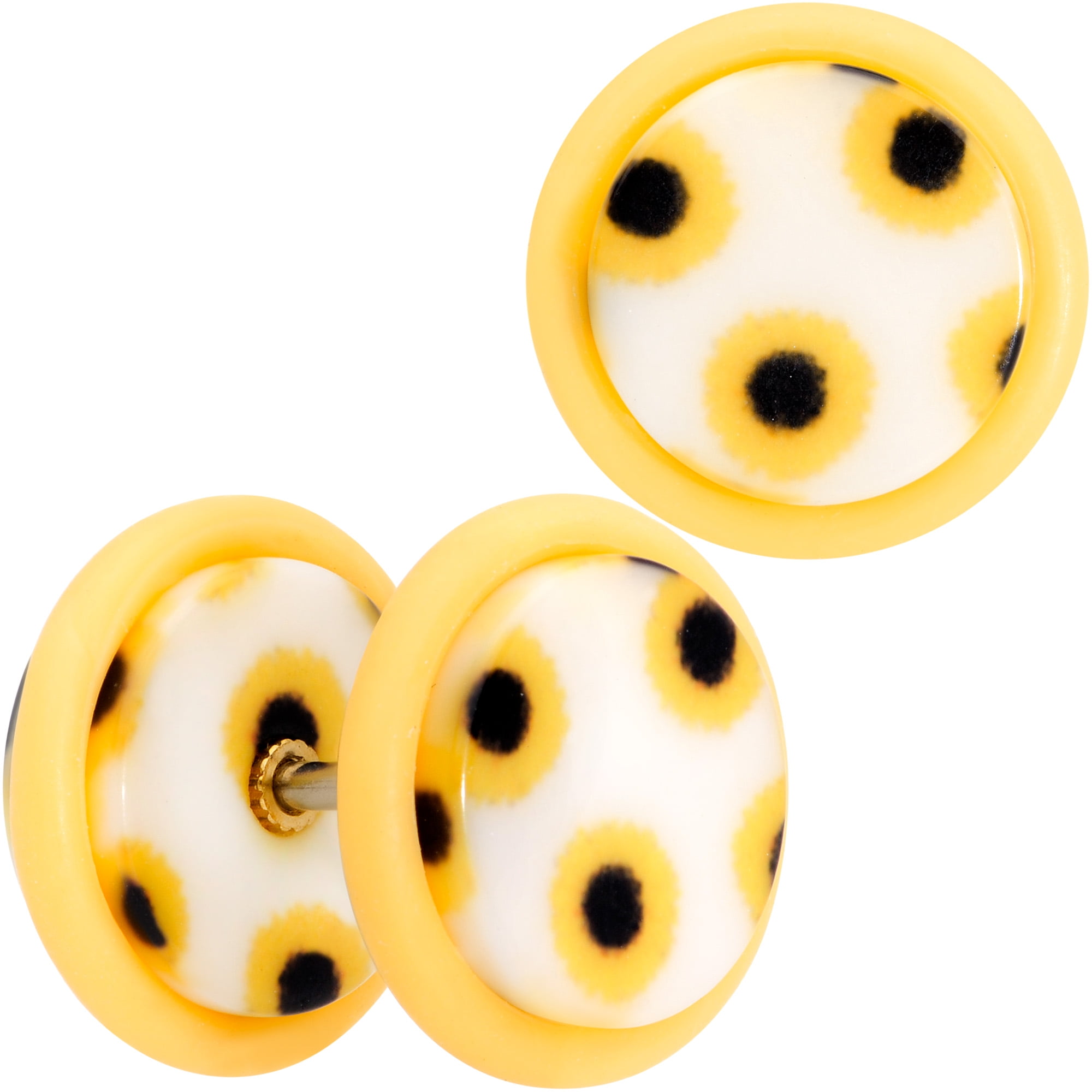 Body Candy Womens 2PC Steel Illusion Cheater Plug Earrings White Yellow ...