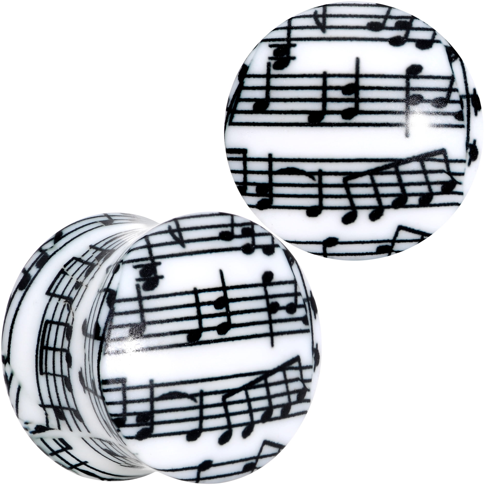 Body Candy Womens 2Pc White Acrylic Sheet Music Notes Double Flare ...