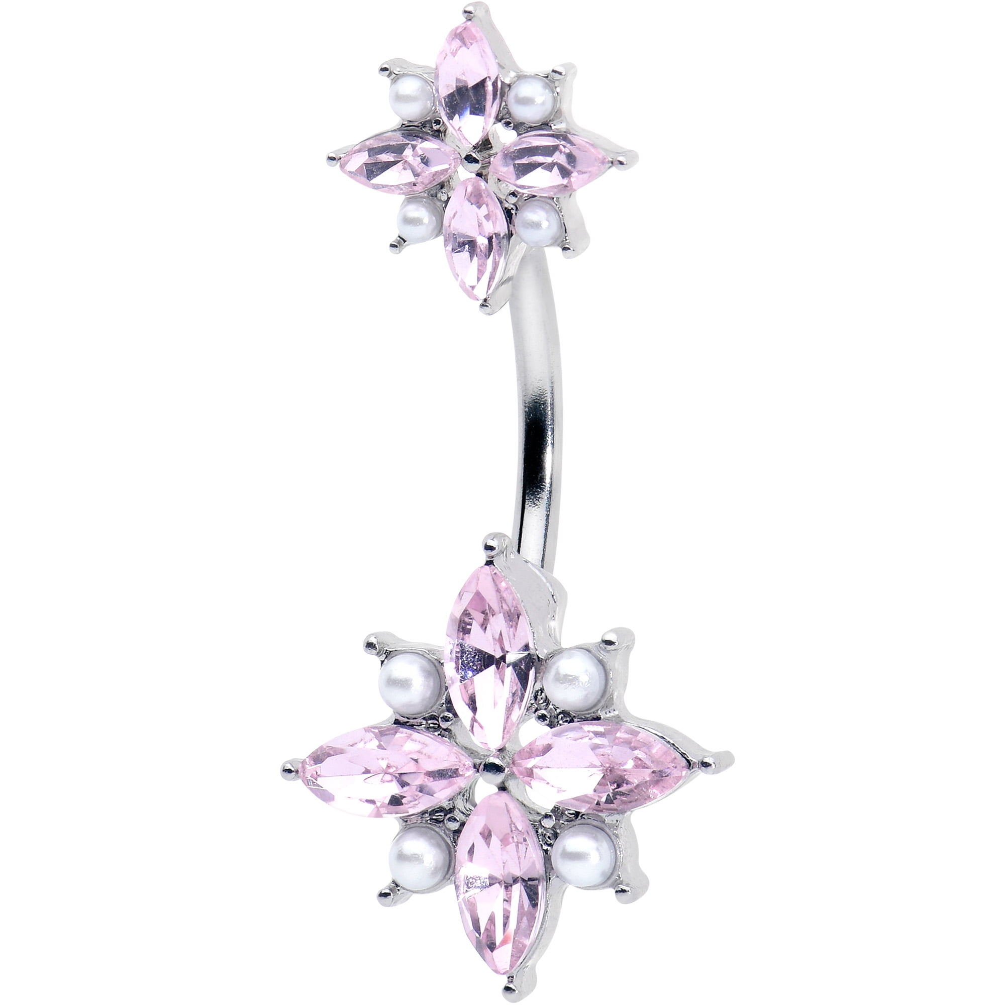 Body Candy Womens 316L Stainless Steel Navel Ring Piercing Pink Accent ...