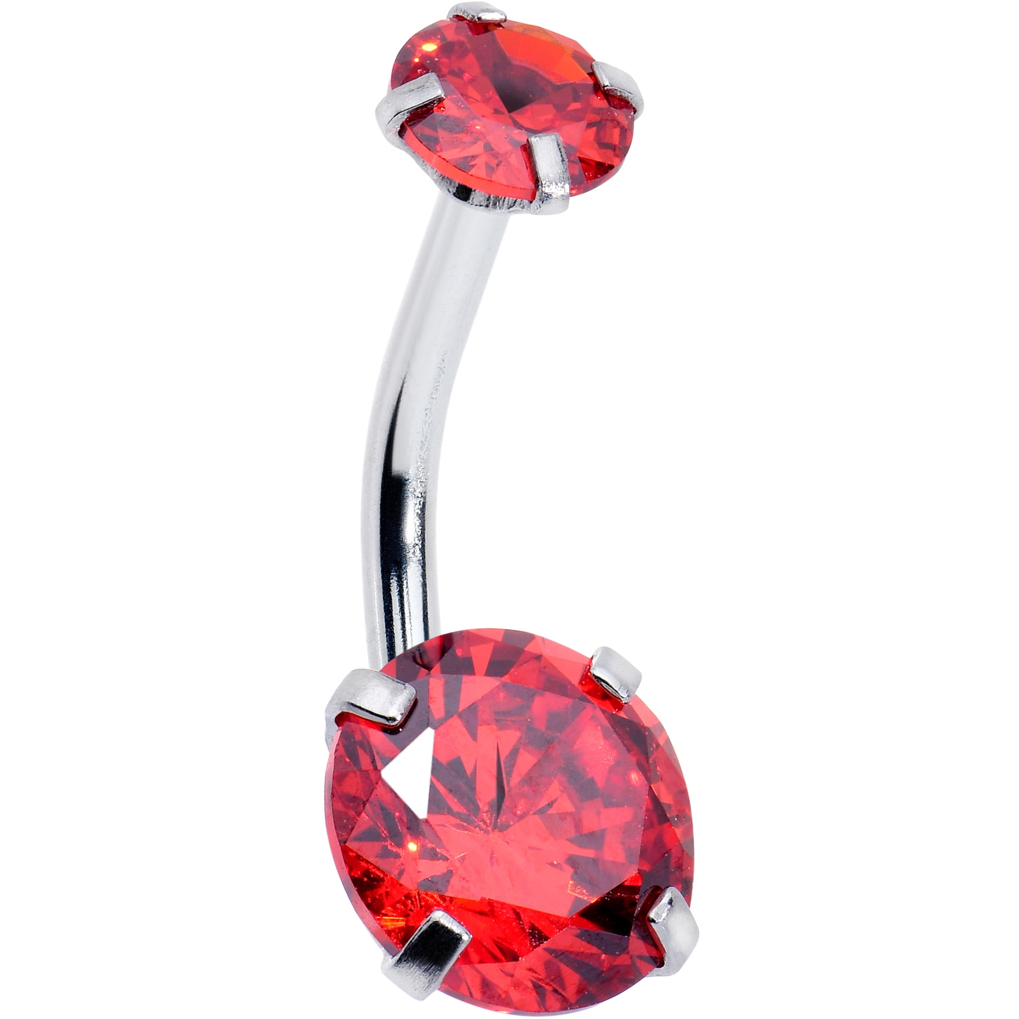 Body Candy Womens 316L Stainless Steel Navel Ring Piercing Red Accent ...