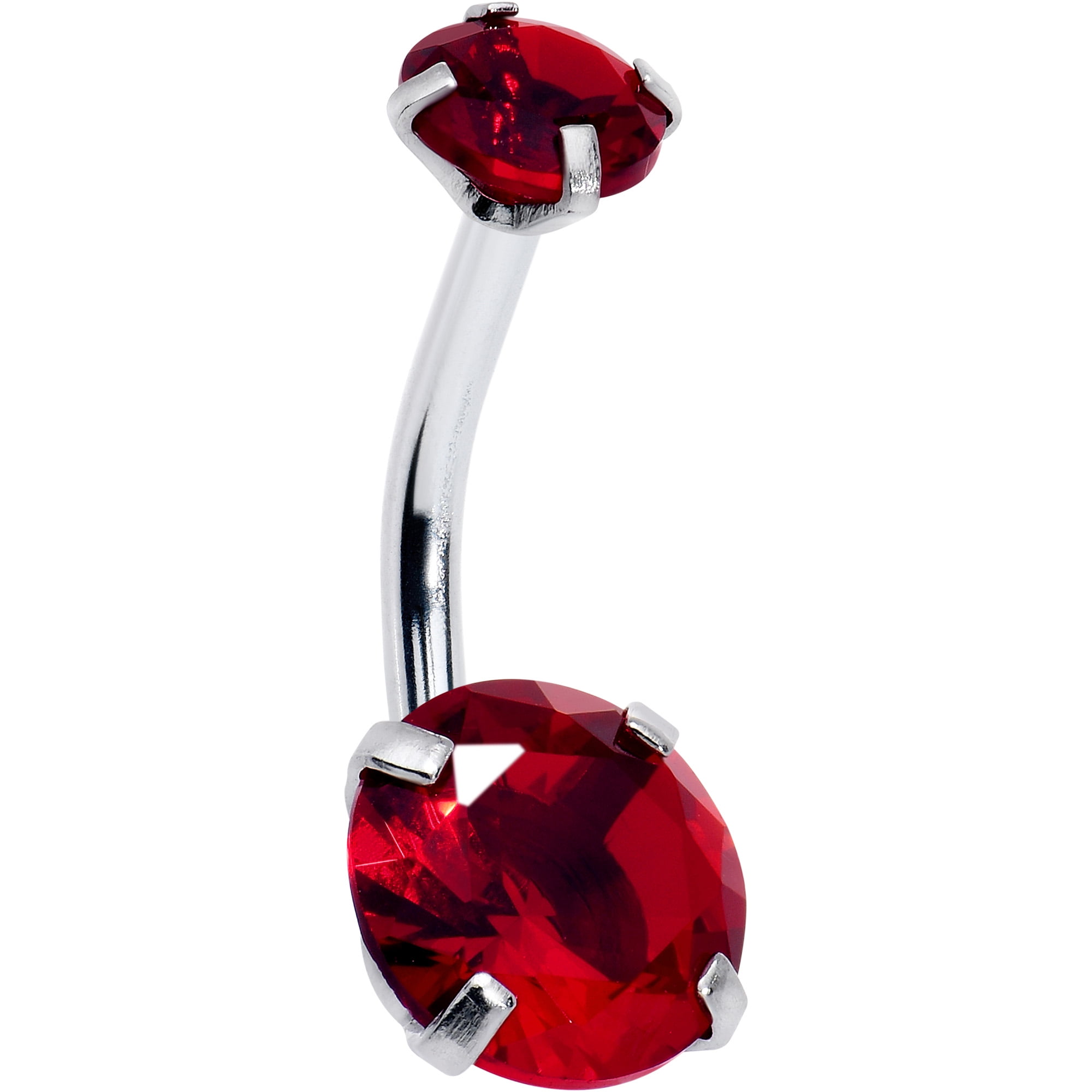 Body Candy Womens 316L Stainless Steel Navel Ring Piercing Red Accent ...