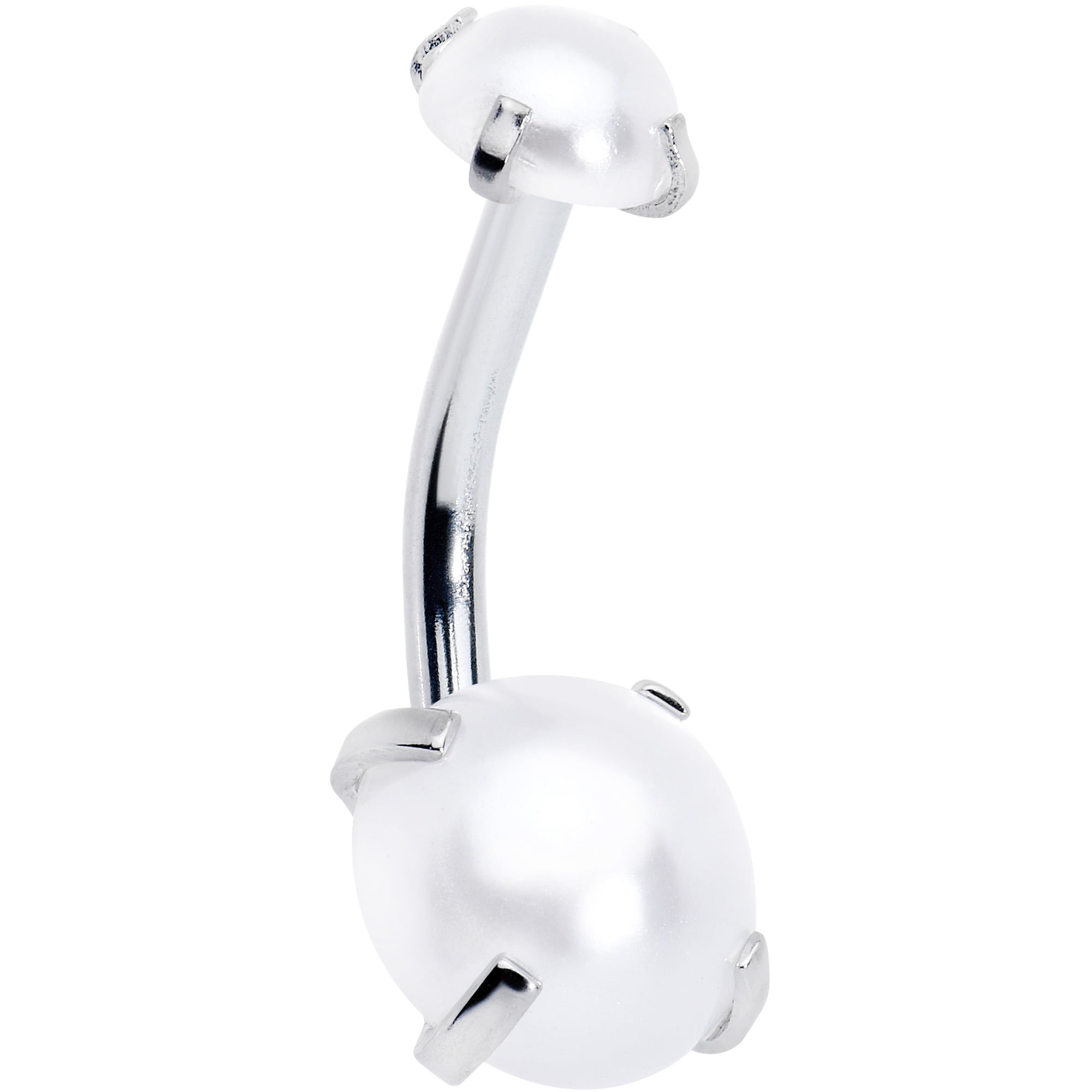 Body Candy Womens 316L Stainless Steel Navel Ring Piercing White Accent ...