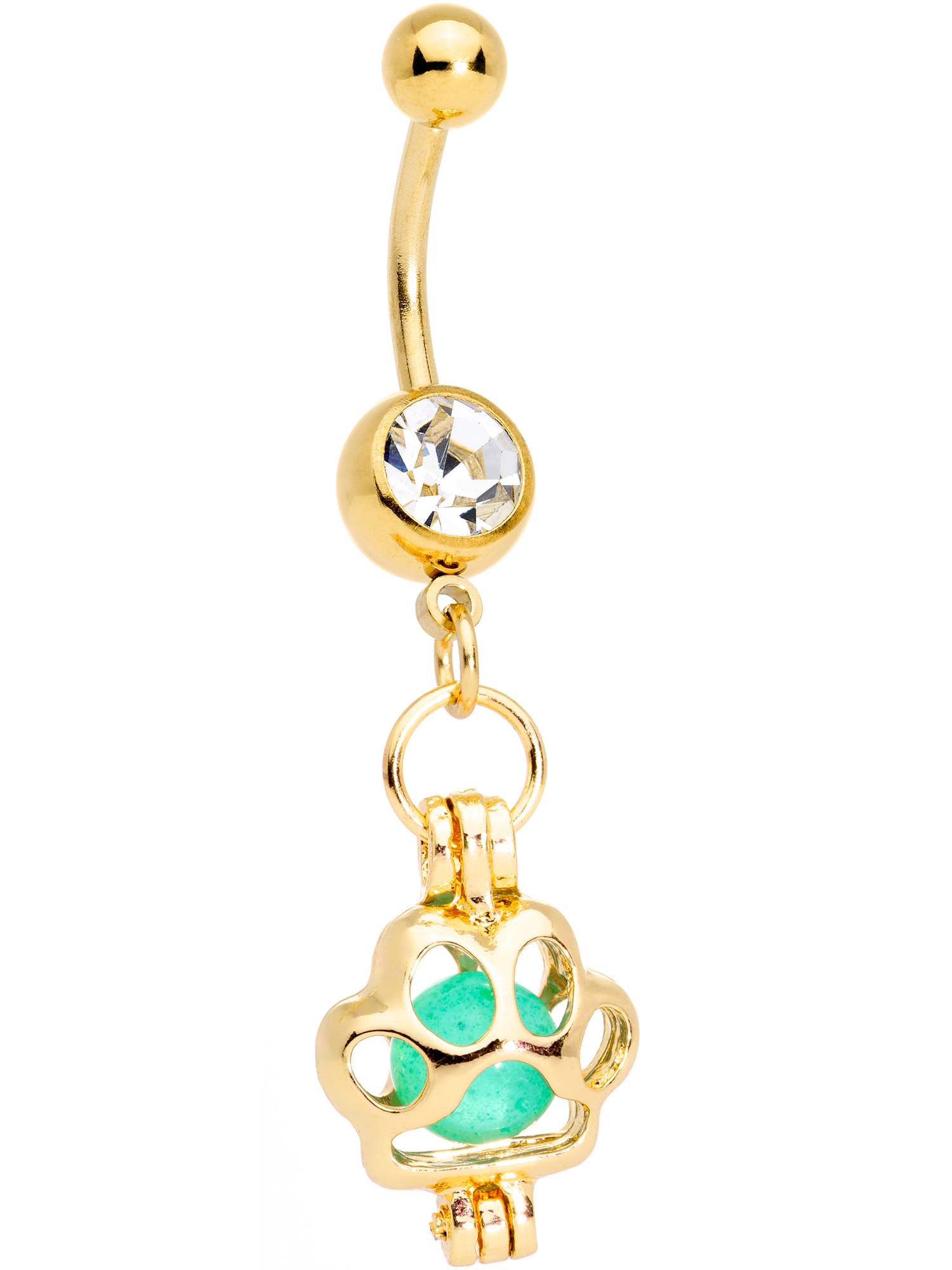 Body Candy Womens Plated Steel Navel Ring Piercing Glow in the Dark Paw ...