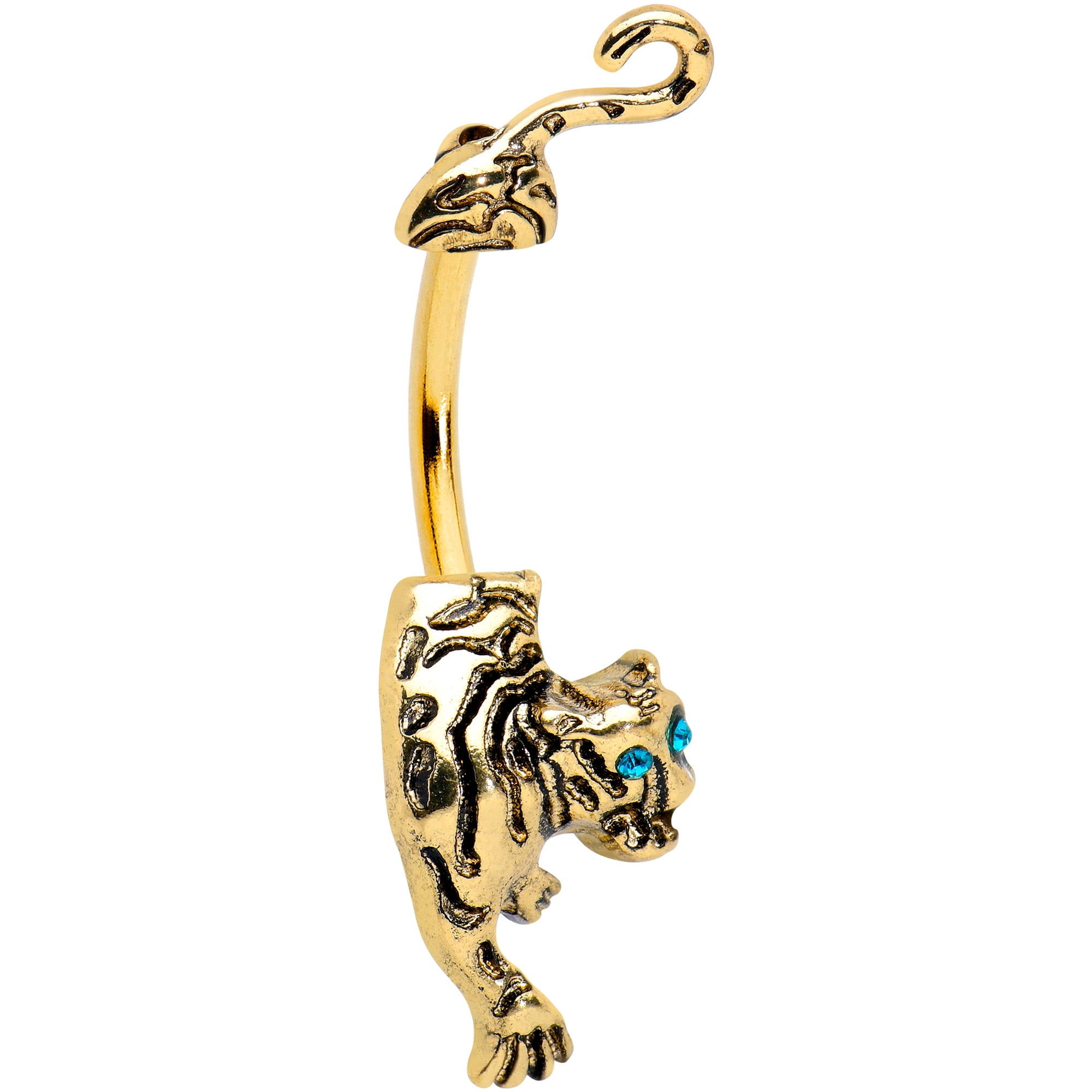 Body Candy Womens Plated Steel Piercing Blue Growling Tiger Double ...