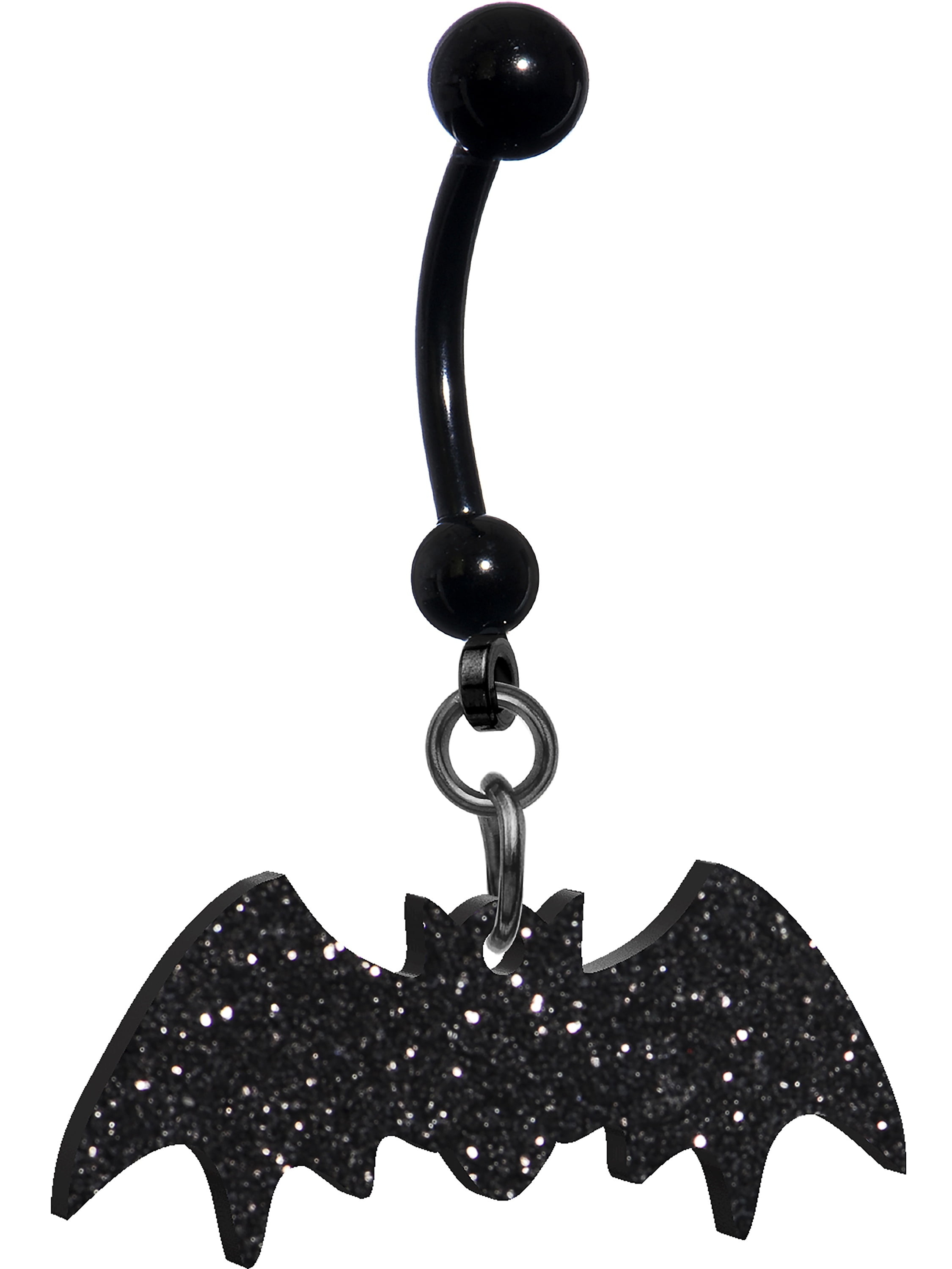 Body Candy Womens and Mens Glittery Black Bat Belly Ring - Walmart.com