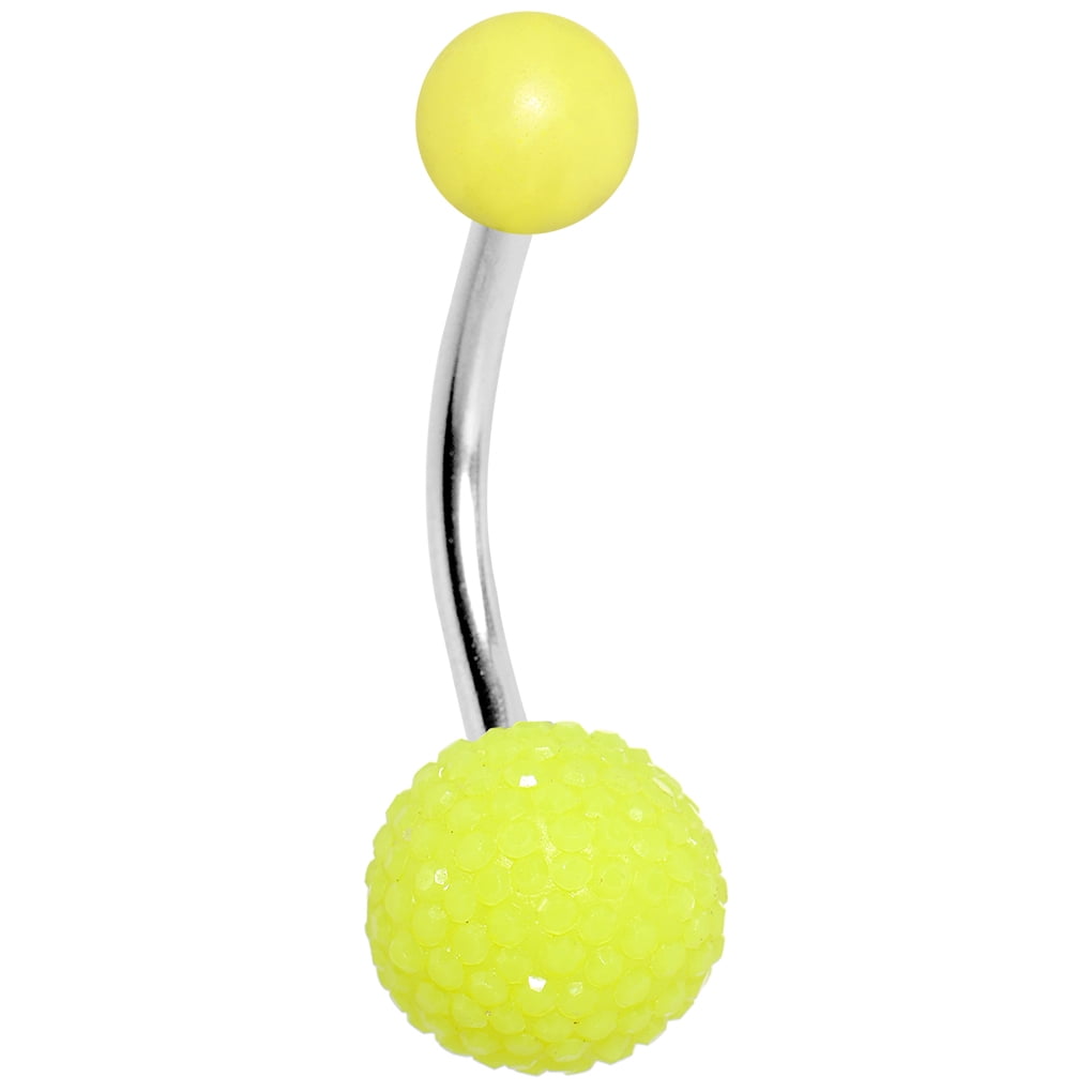Body Candy Yellow Acrylic Textured Ball Belly Button Ring - Walmart.com
