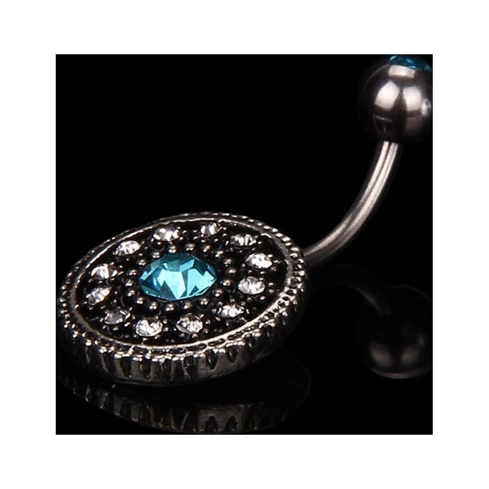 Body Chain Navel Bar Piercing Rhinestone Women Flower Button Ring Belly ...