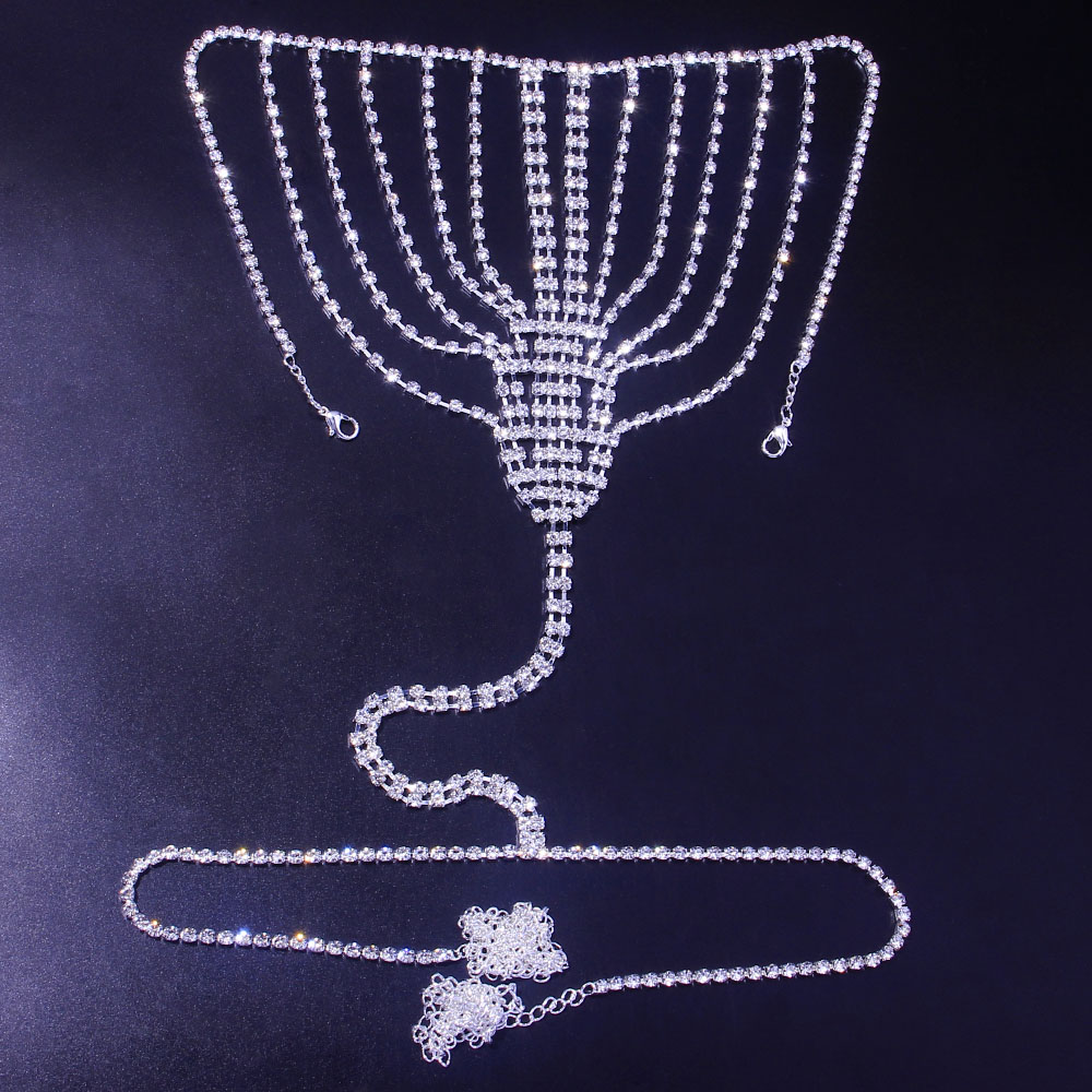 Body Chain Red Crystal Lady Silver Rhinestone Belly Button Waist Chain ...