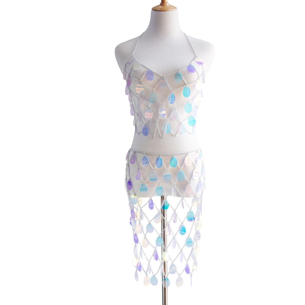 Body Chain Sexy Bikini Bra Body Halter Backless Sequins Waist chain ...