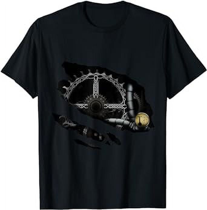 Body Clock Work Steampunk Ripped Mechanical Gears Wasteland T-Shirt ...